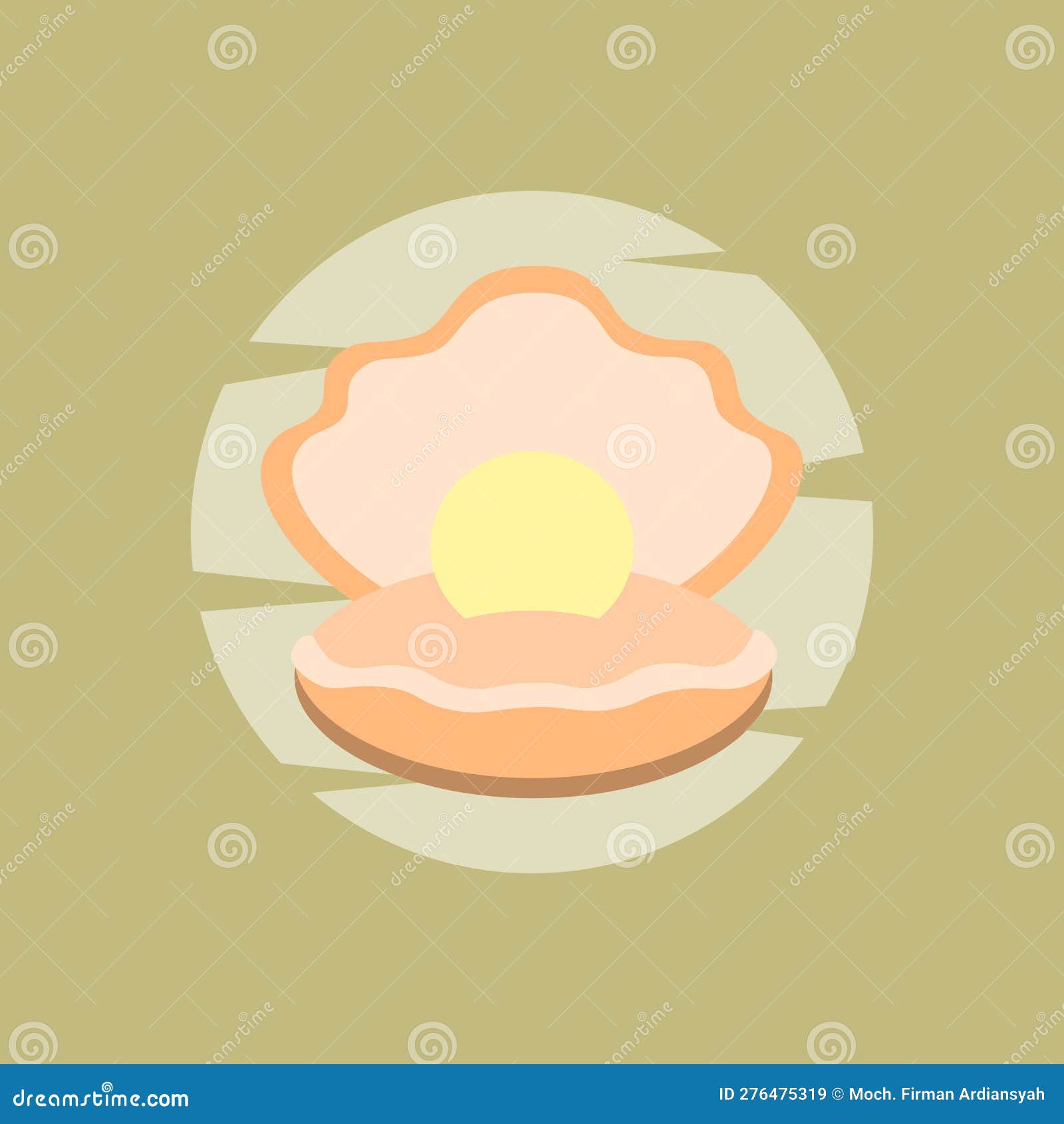 Cartoon Yellow Pearl Shells on Yellow Background. Stock Vector ...
