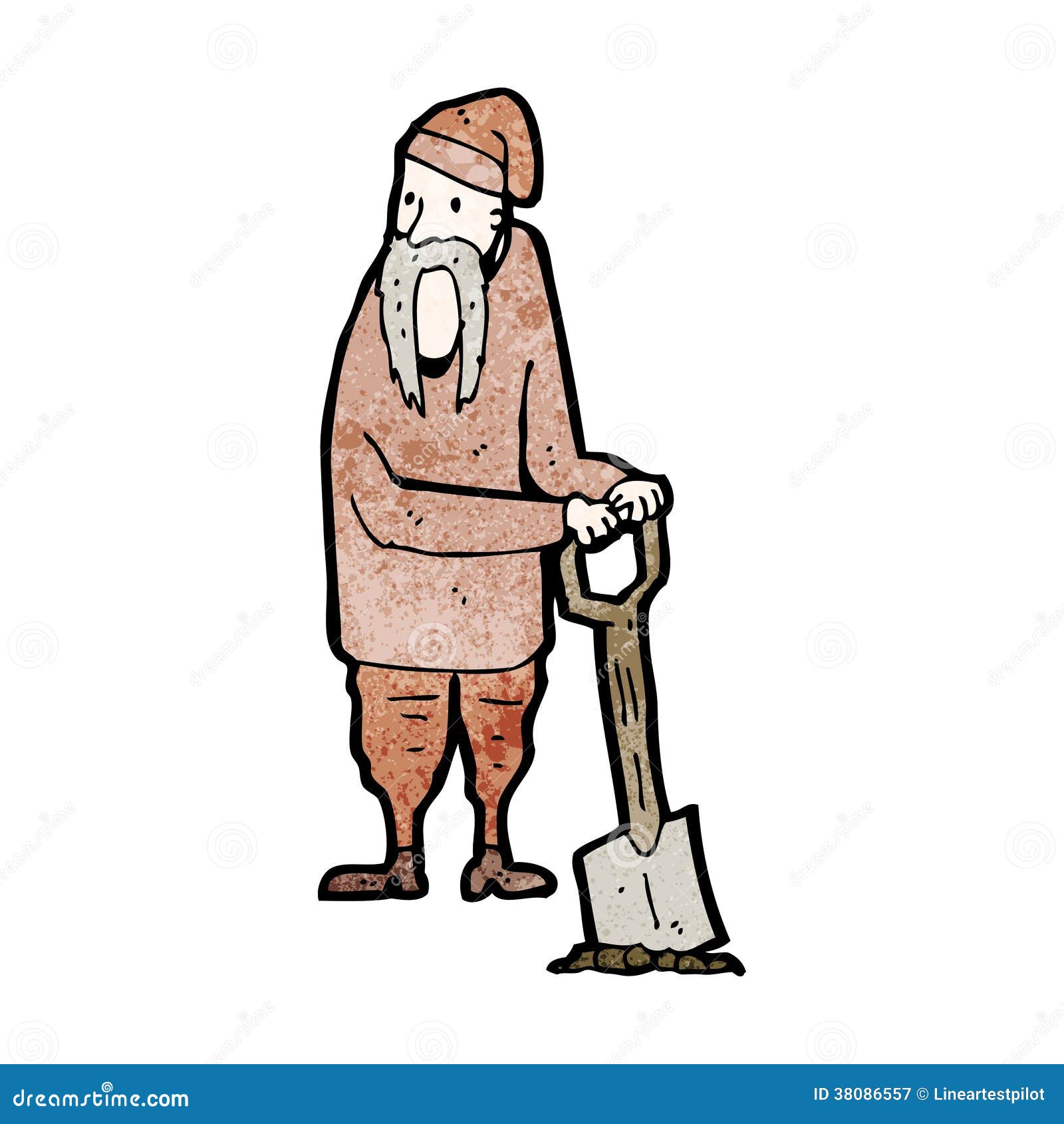 Cartoon Peasant Digging Vector Illustration | CartoonDealer.com #38089398