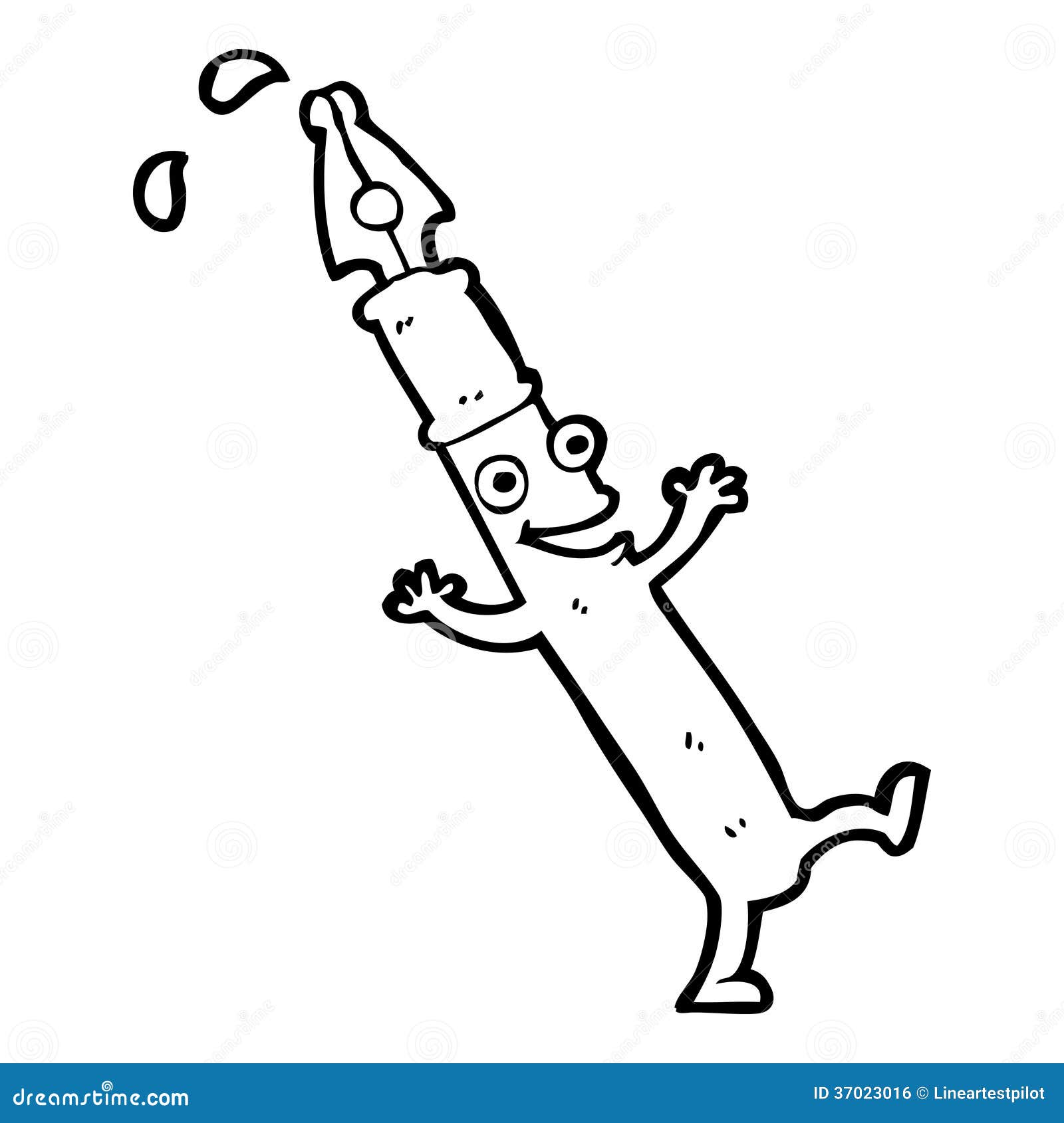 Cartoon pen character stock illustration. Illustration of retro - 37023016