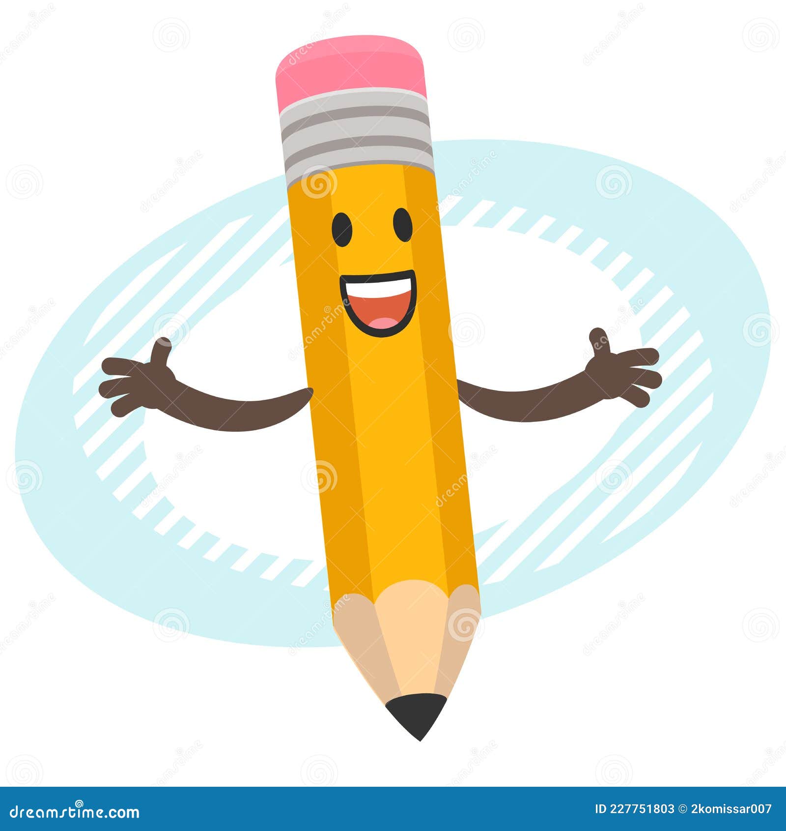 Cartoon Pencil Character Greeting or Explaining Something Stock Vector ...