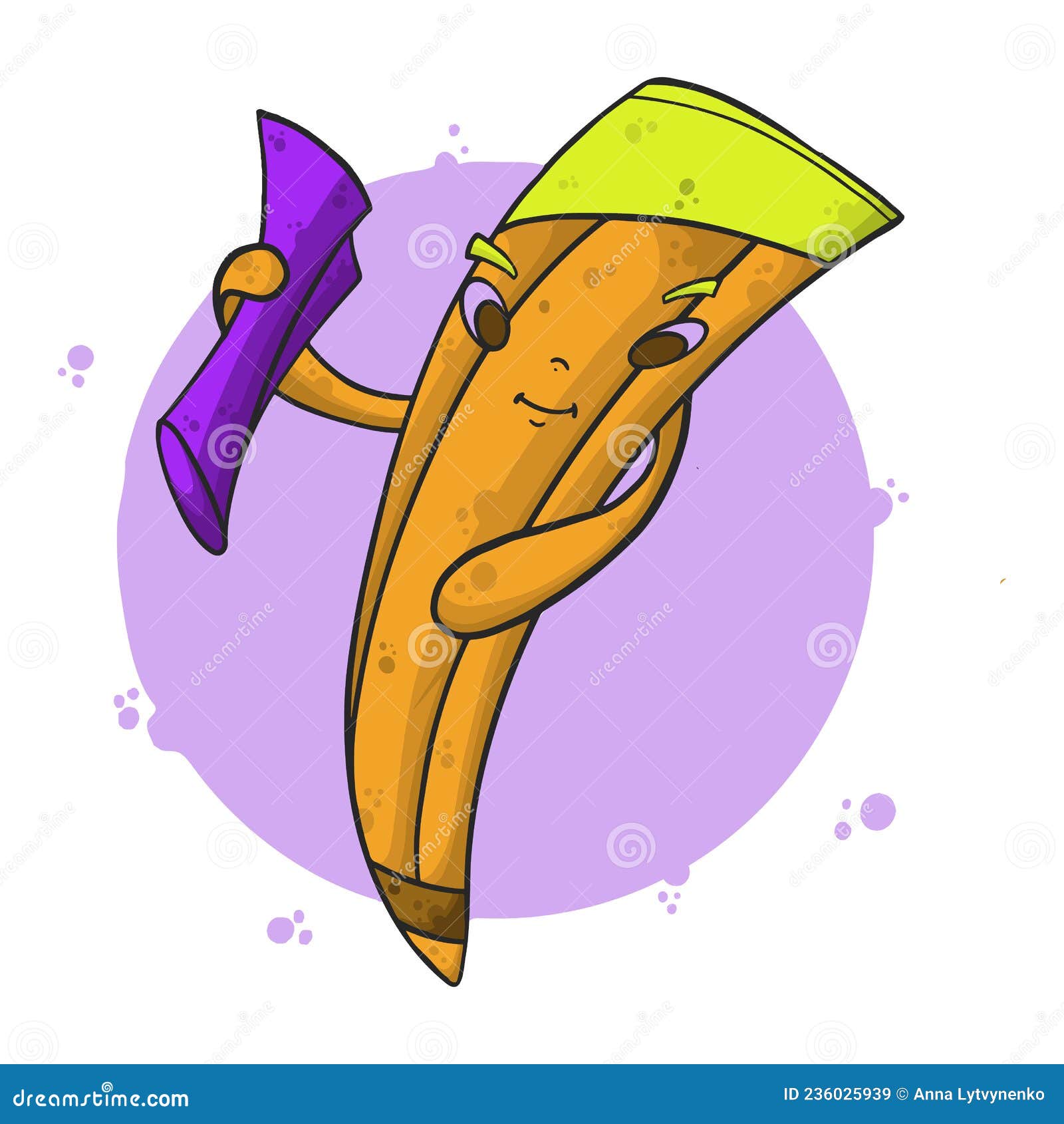 Cartoon Pencil Character with Paper in Hand Stock Vector - Illustration ...
