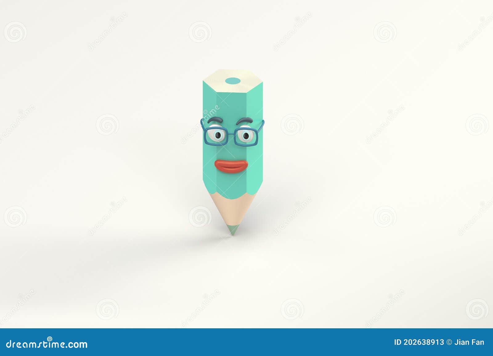Cartoon Pencil Character with White Background, 3d Rendering Stock ...