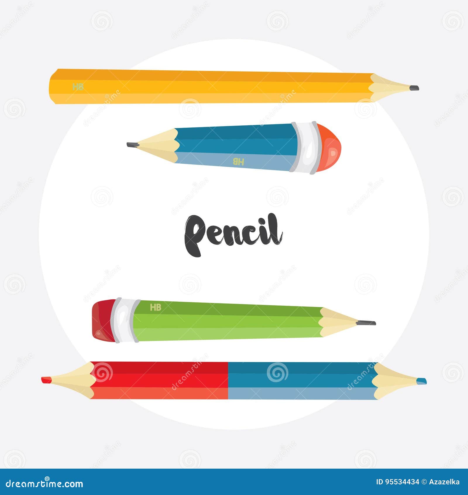 Cartoon Pencil Collection. Simple Vector Illustrated | CartoonDealer ...