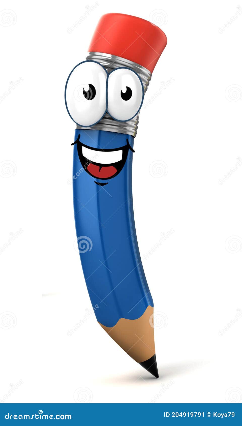 Cartoon Pencil on White Background Stock Illustration - Illustration of ...