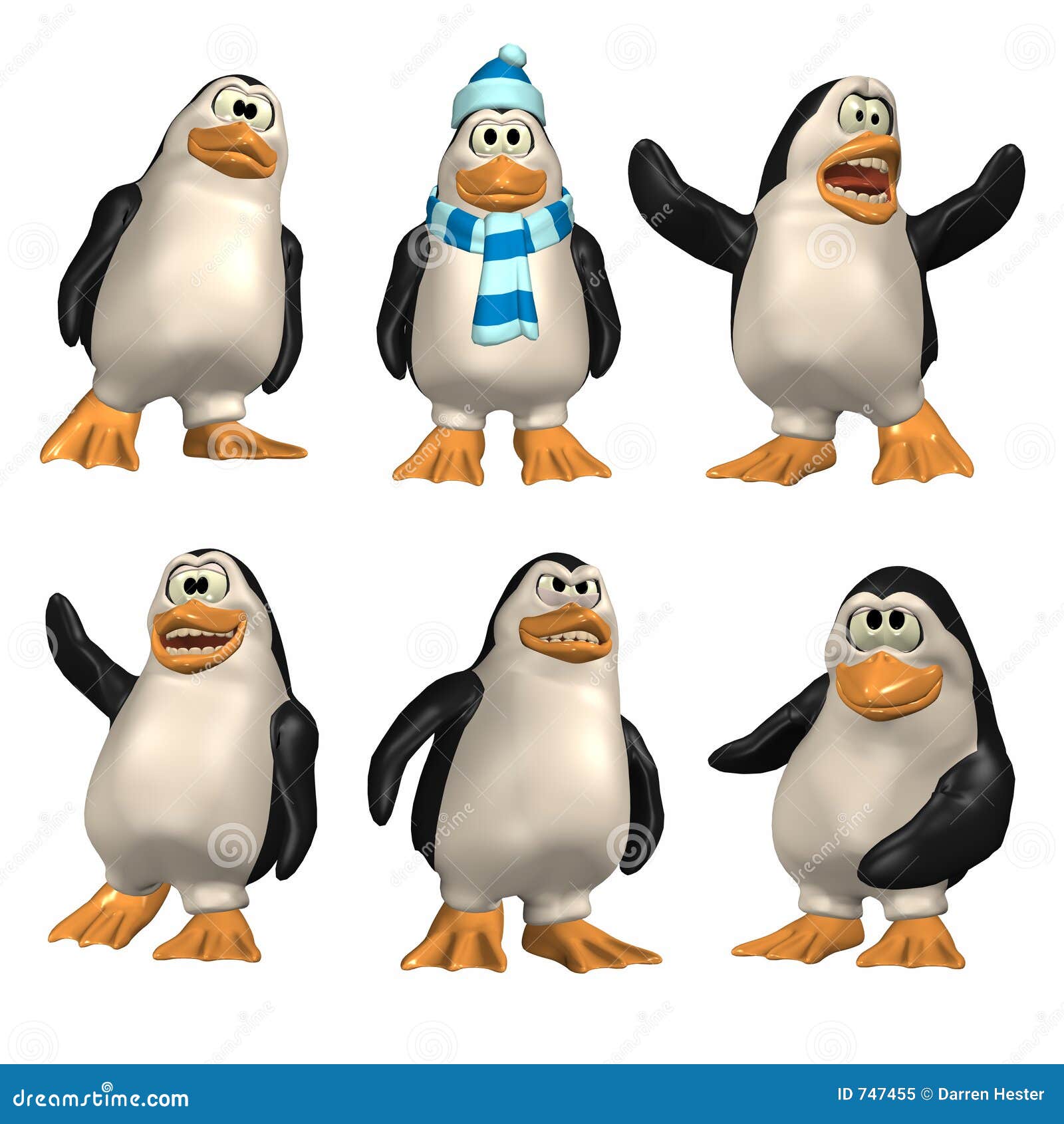 Cartoon Penguin On Ice Chunk. Vector Illustration Isolated On White ...