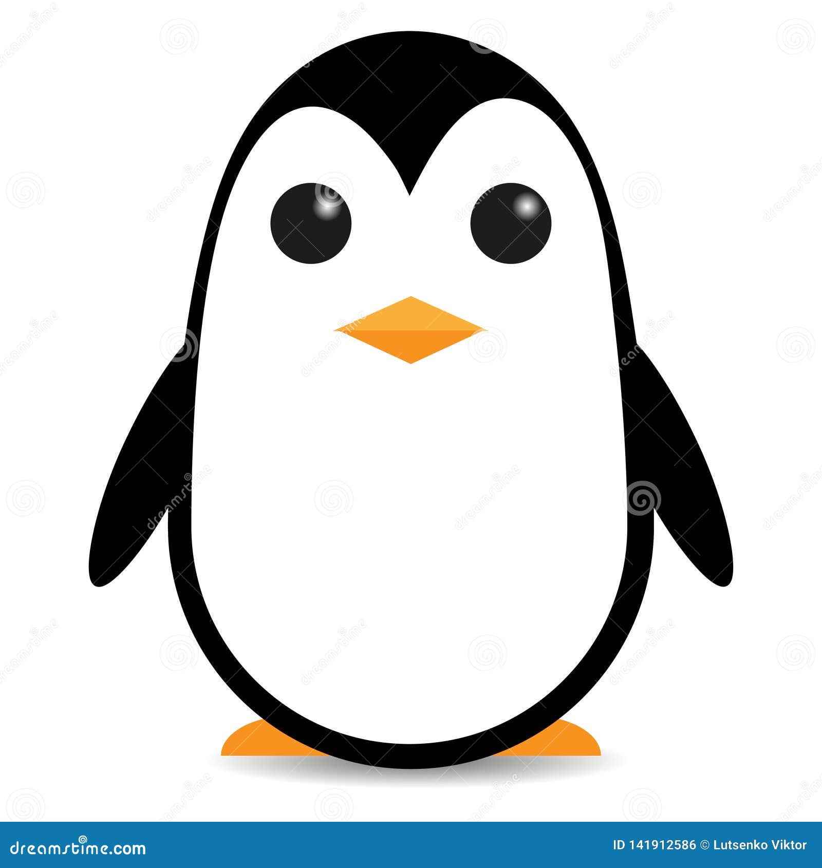 Fun Cartoon Penguin. Flat Design Stock Illustration - Illustration of ...