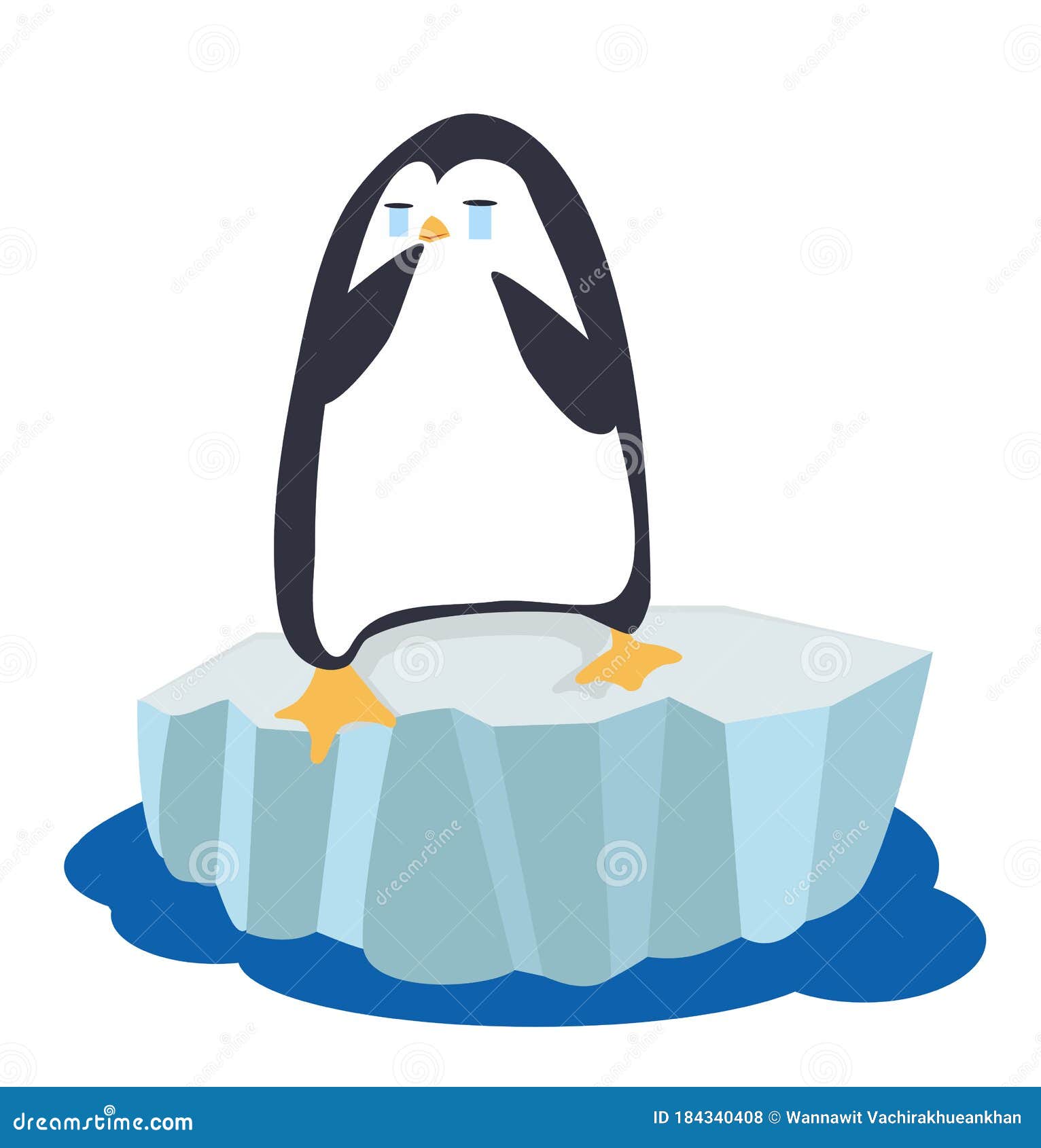 Cartoon Penguin on Ice Floe Vector Stock Vector - Illustration of ...