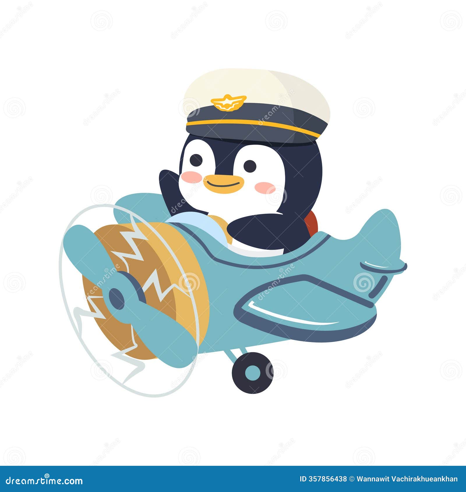 Cartoon of a Penguin Pilot Flying a Plane Stock Illustration ...