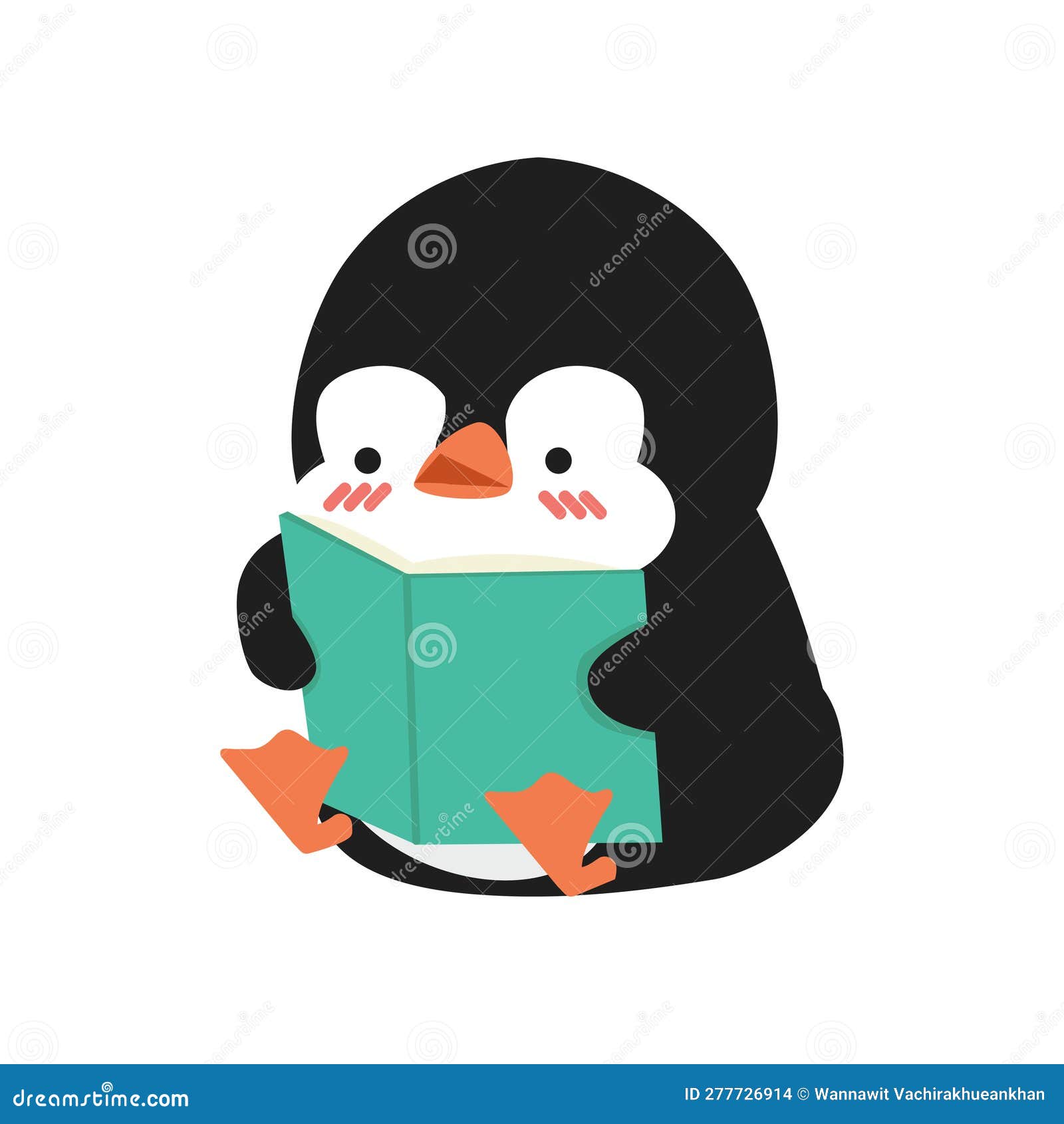 Cartoon Penguin Reading Book Cartoon Stock Vector - Illustration of ...