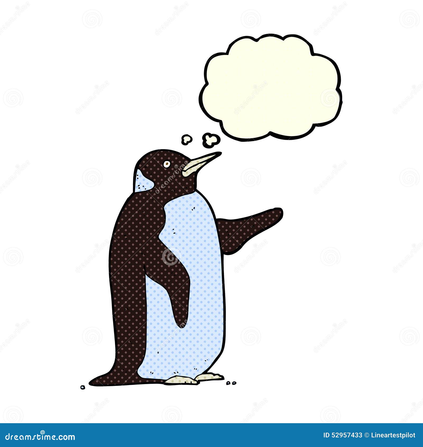 Cartoon Penguin with Thought Bubble Stock Illustration - Illustration ...