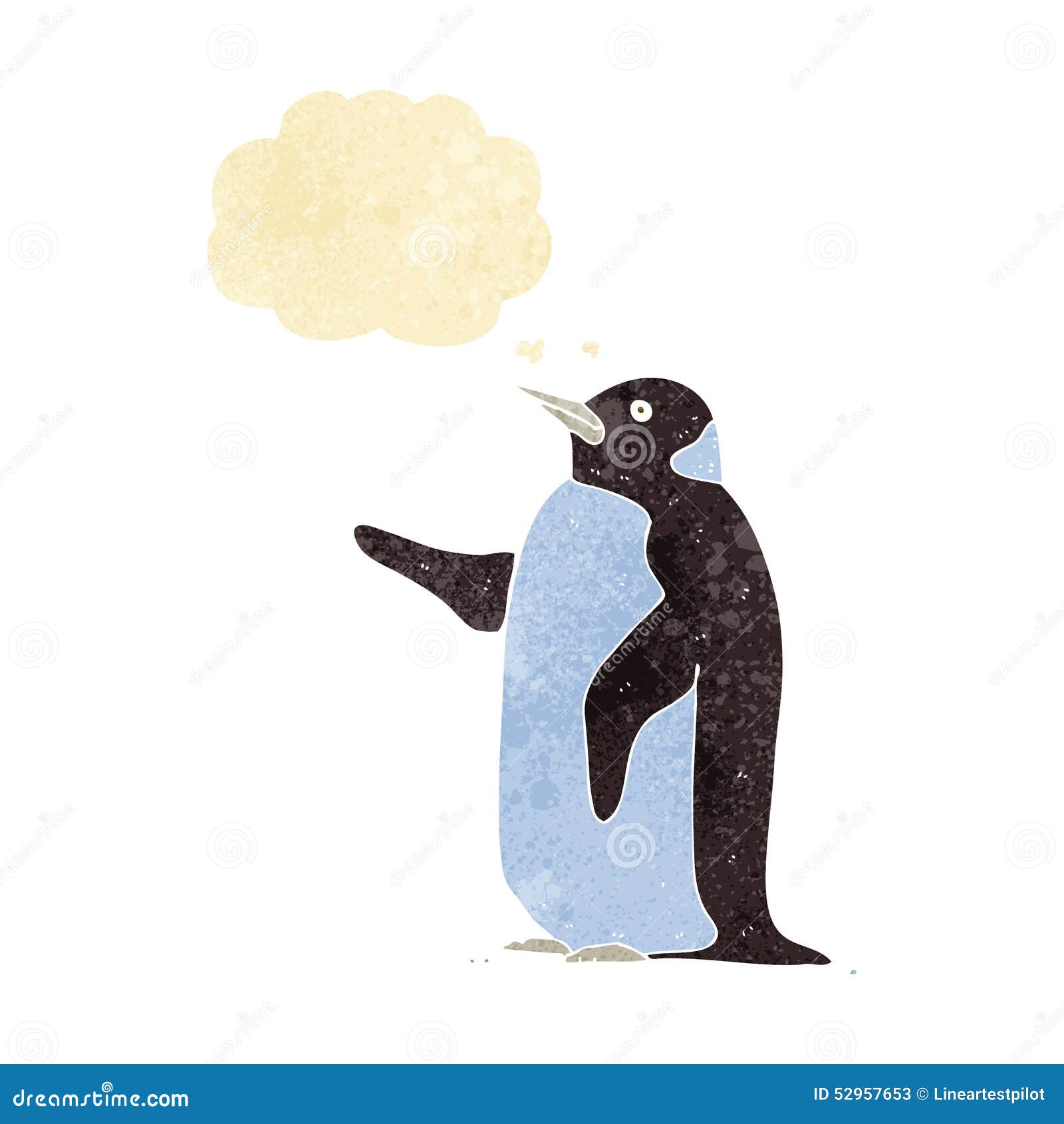 Cartoon Penguin with Thought Bubble Stock Illustration - Illustration ...