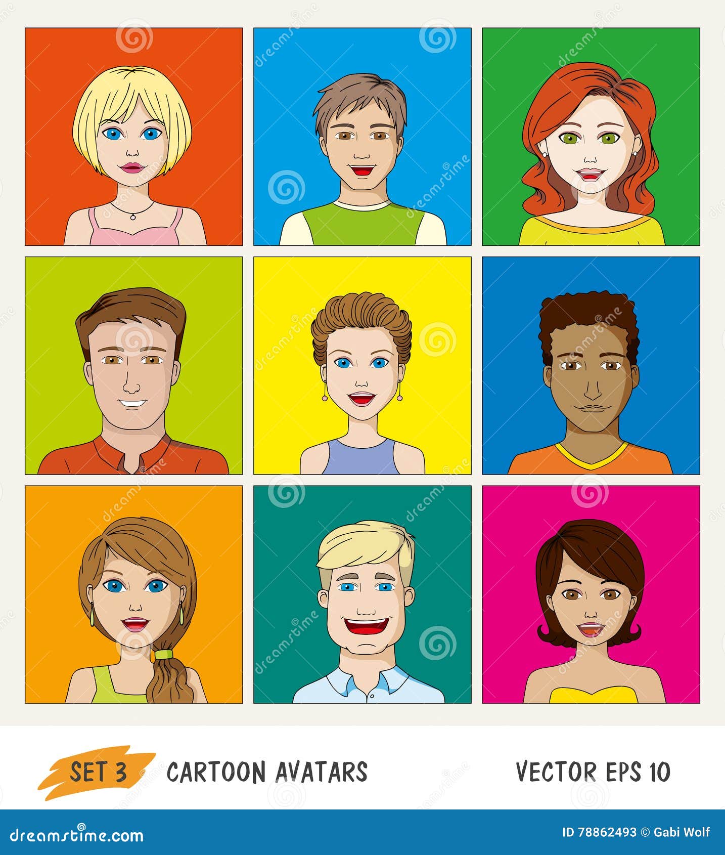 Cartoon People Avatar Icons Stock Vector - Illustration of young, group ...