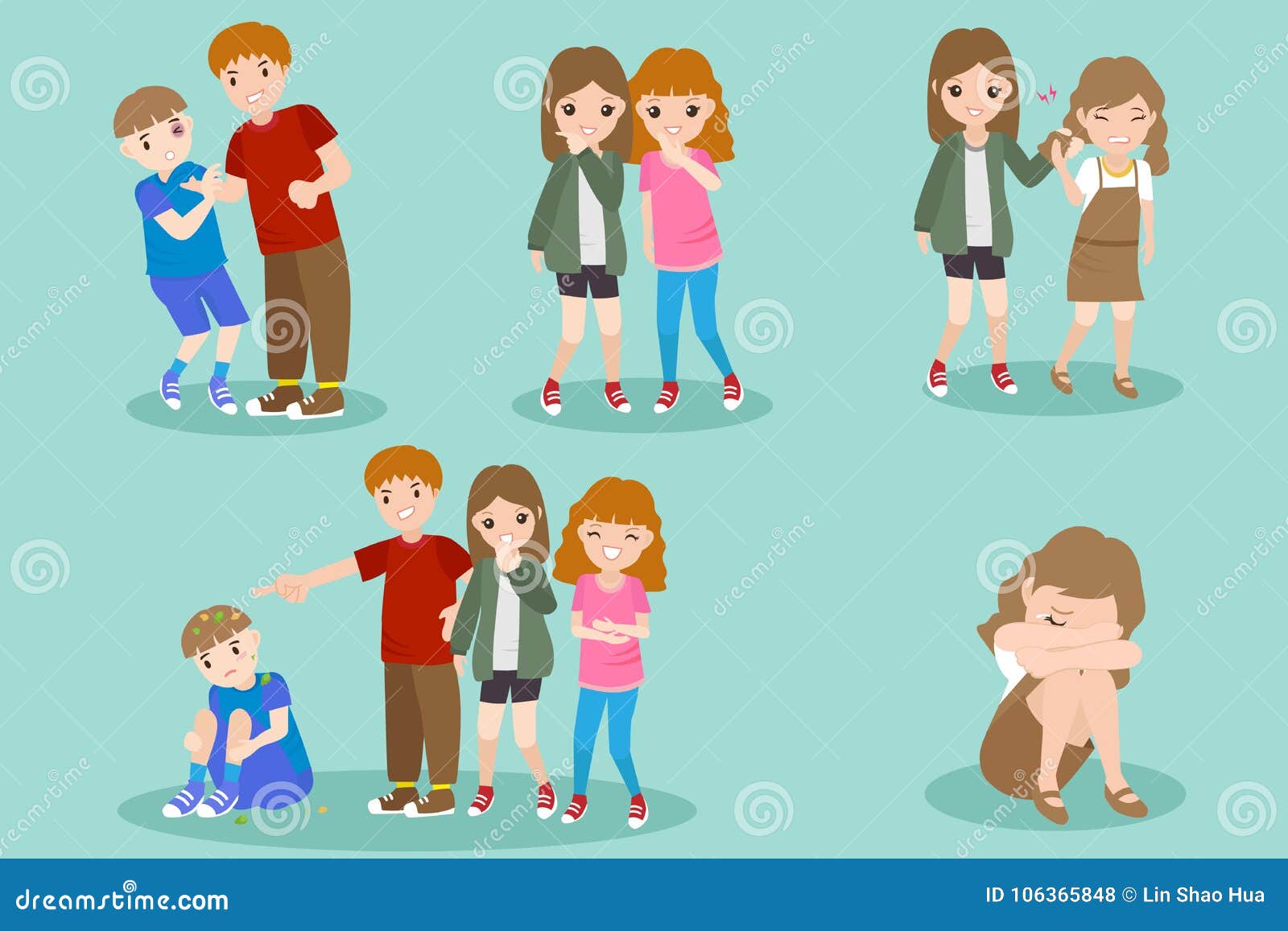 Cartoon People with Bullying Problem Stock Vector - Illustration of ...