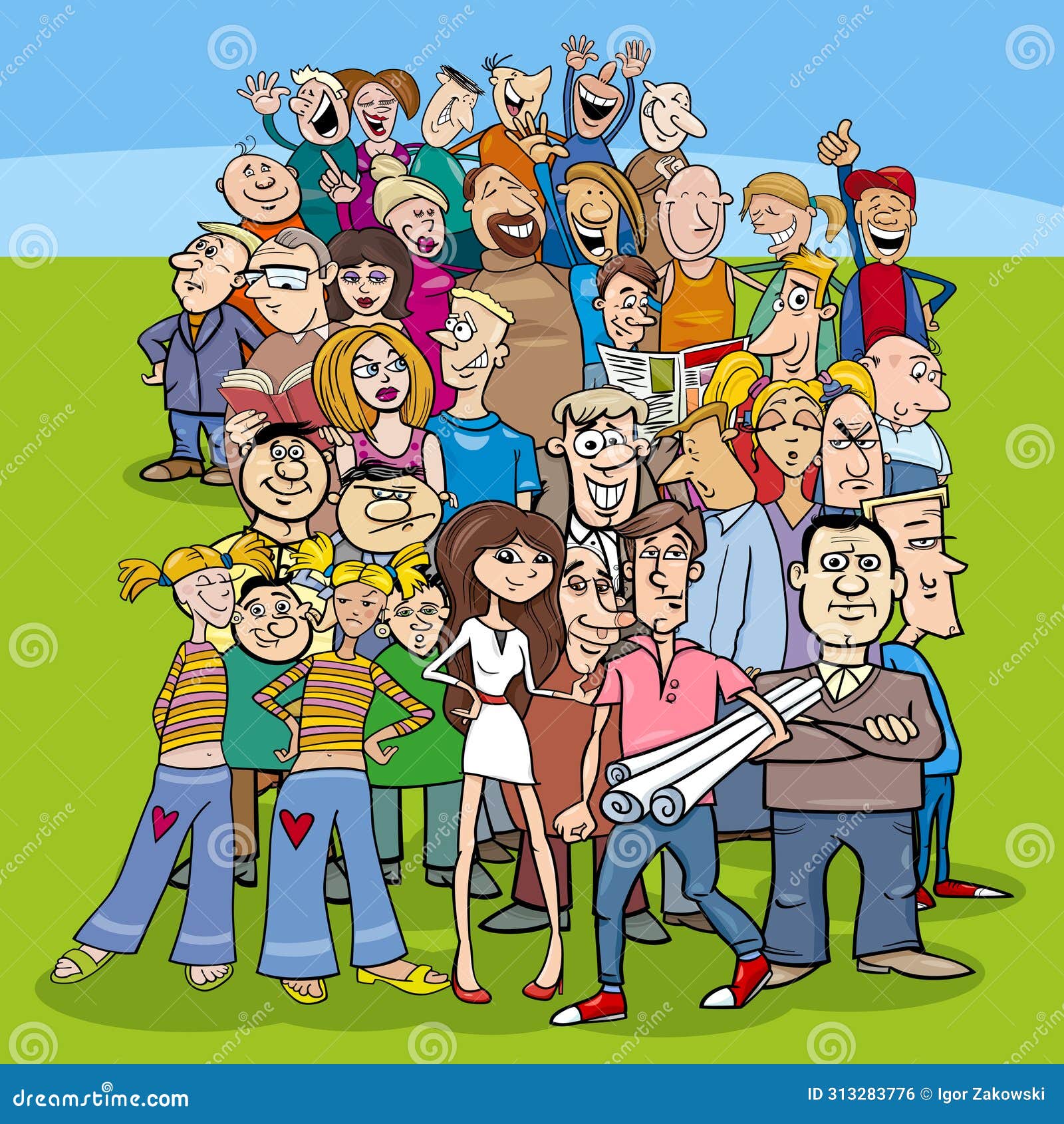Cartoon People Characters in the Crowd Stock Vector - Illustration of ...