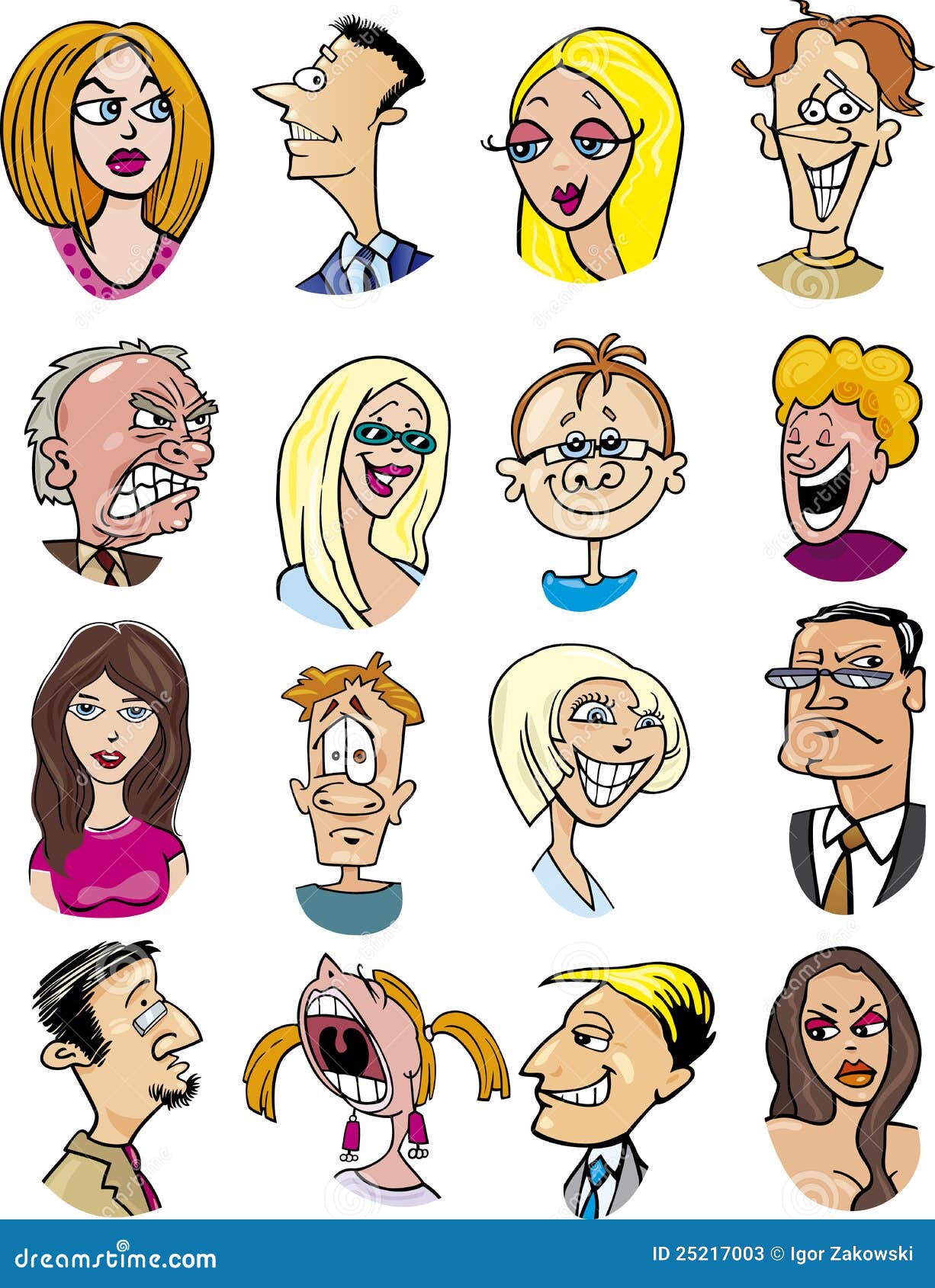 Cartoon People Characters and Emotions Stock Vector - Illustration of ...