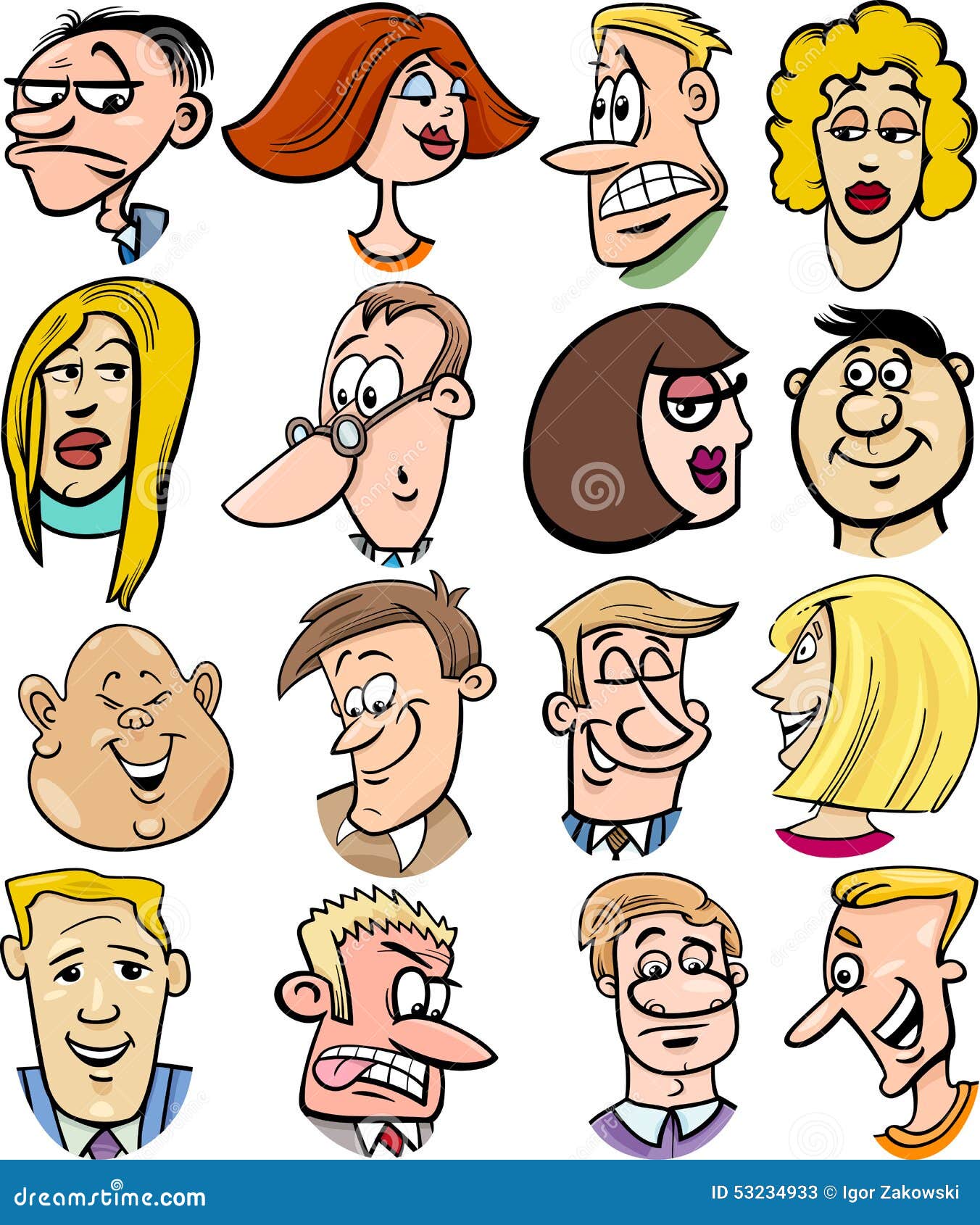 Cartoon People Characters Faces Stock Vector - Illustration of emotion ...