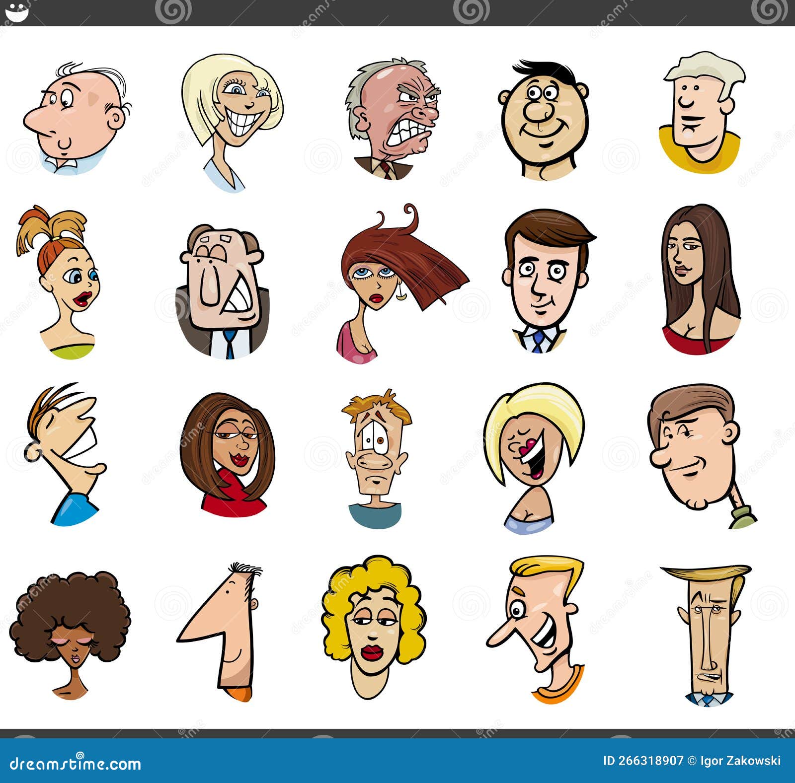 Cartoon People Characters Faces Moods Set Stock Vector - Illustration ...