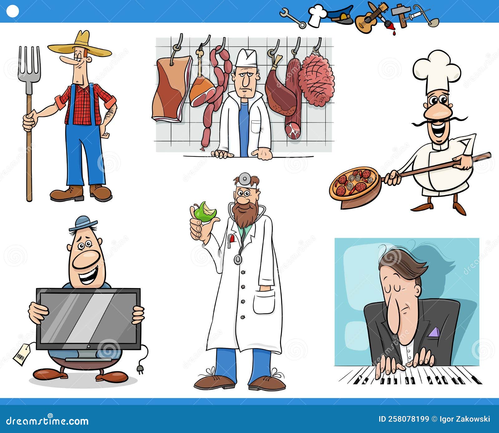 Cartoon People Characters and Their Occupations Set Stock Vector ...