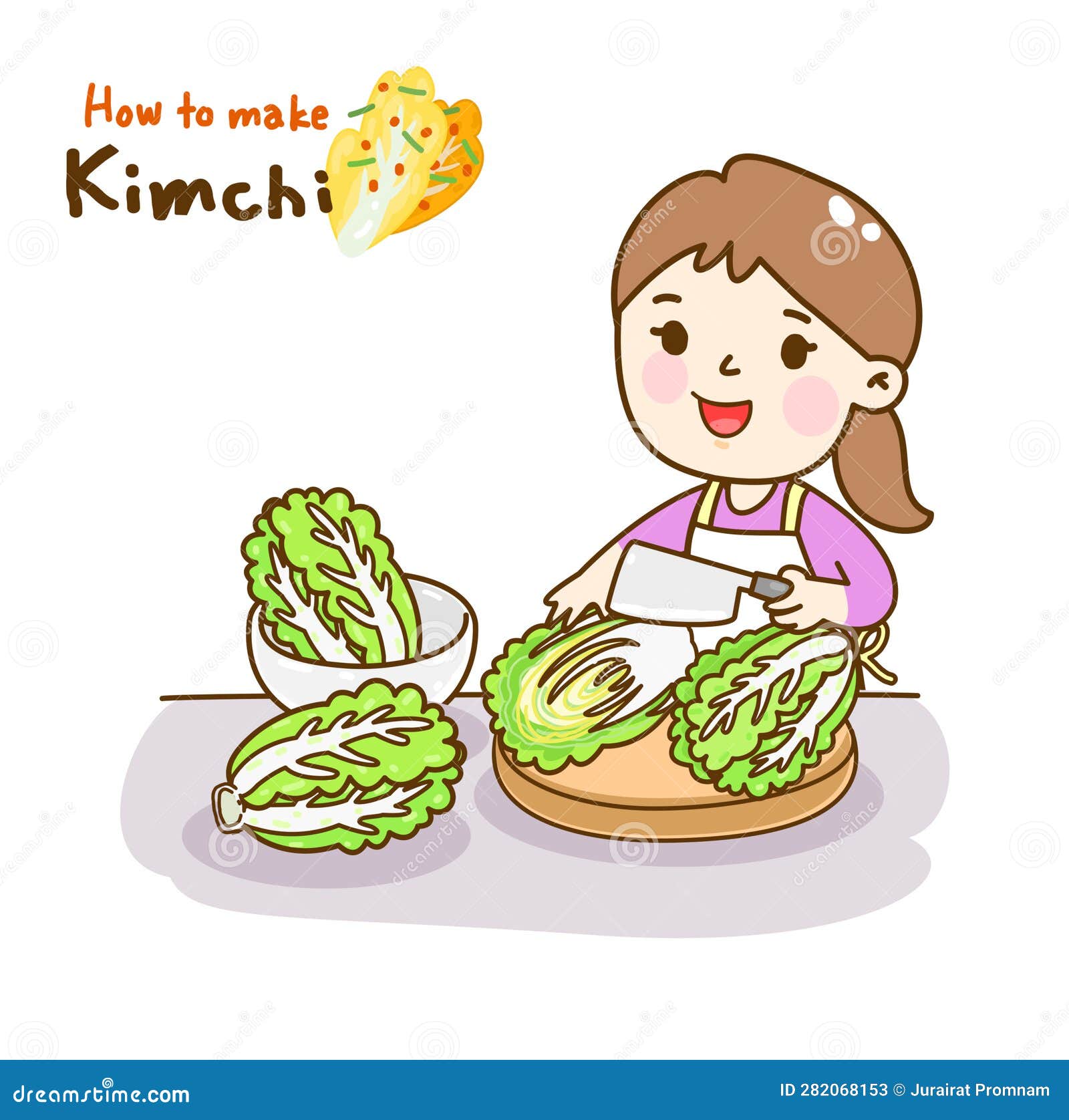 How to make kimchi vector. stock illustration. Illustration of bowl ...