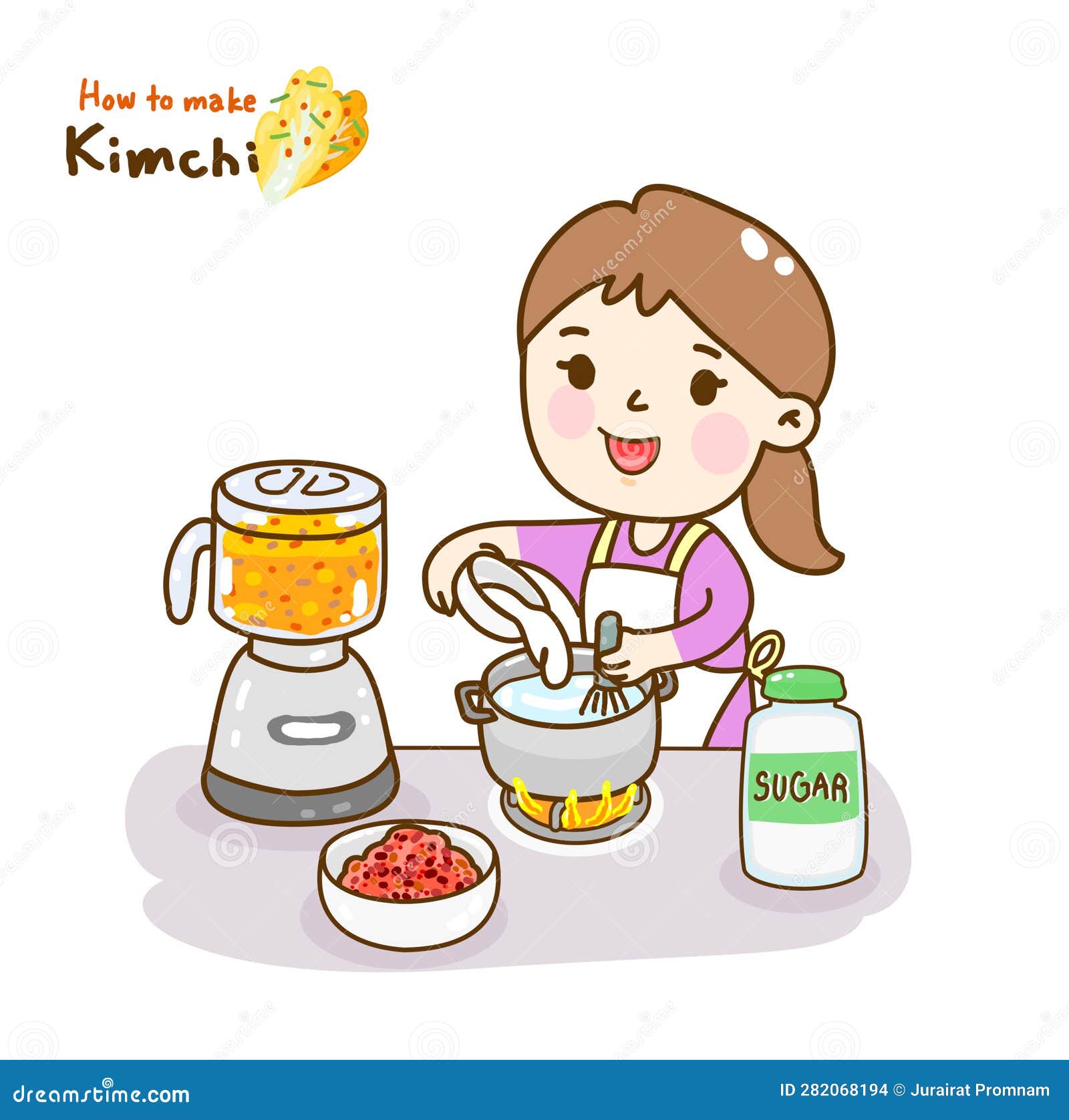 How to make kimchi vector. stock illustration. Illustration of plate ...