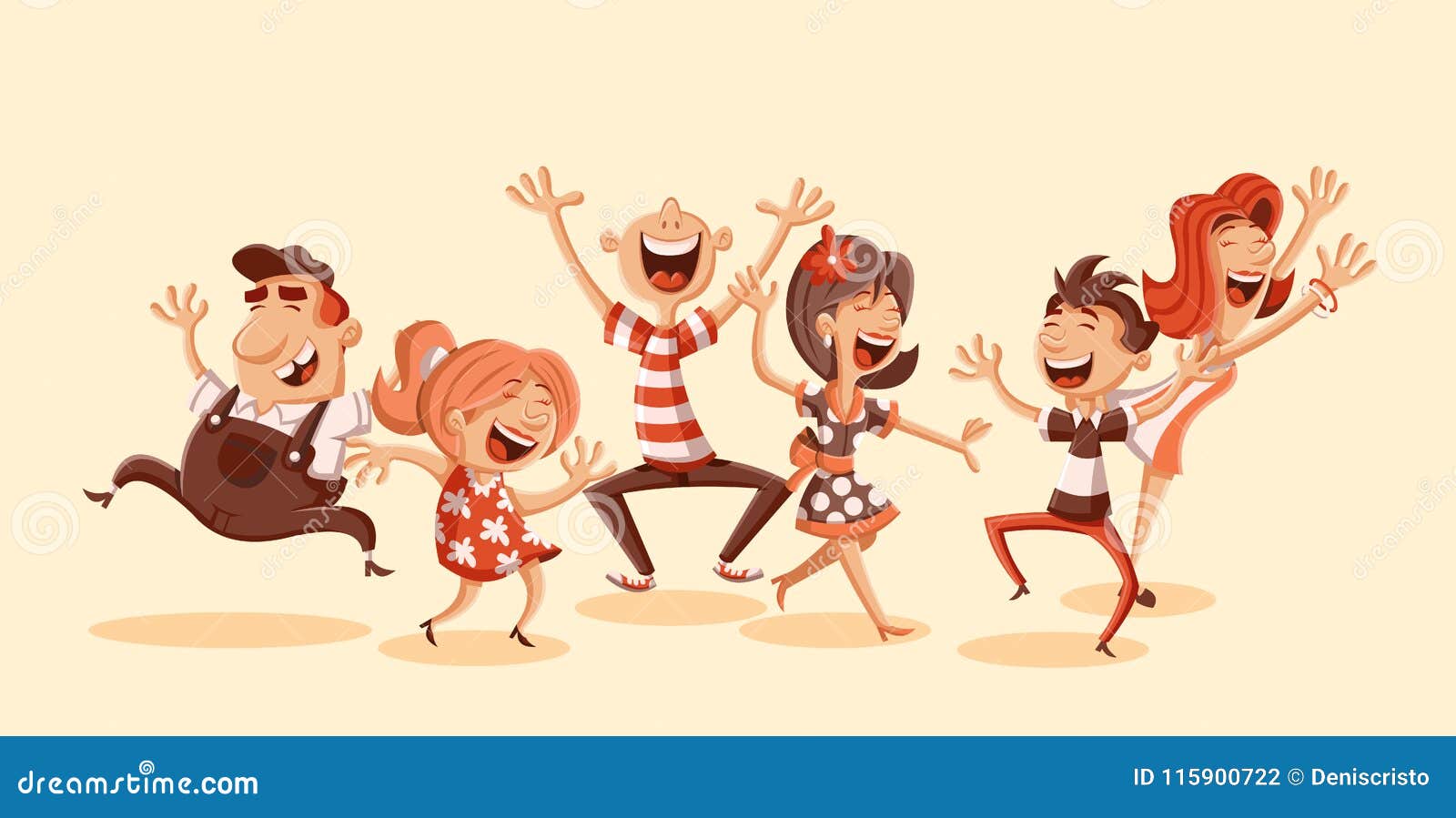 Cartoon people dancing. stock vector. Illustration of young - 115900722