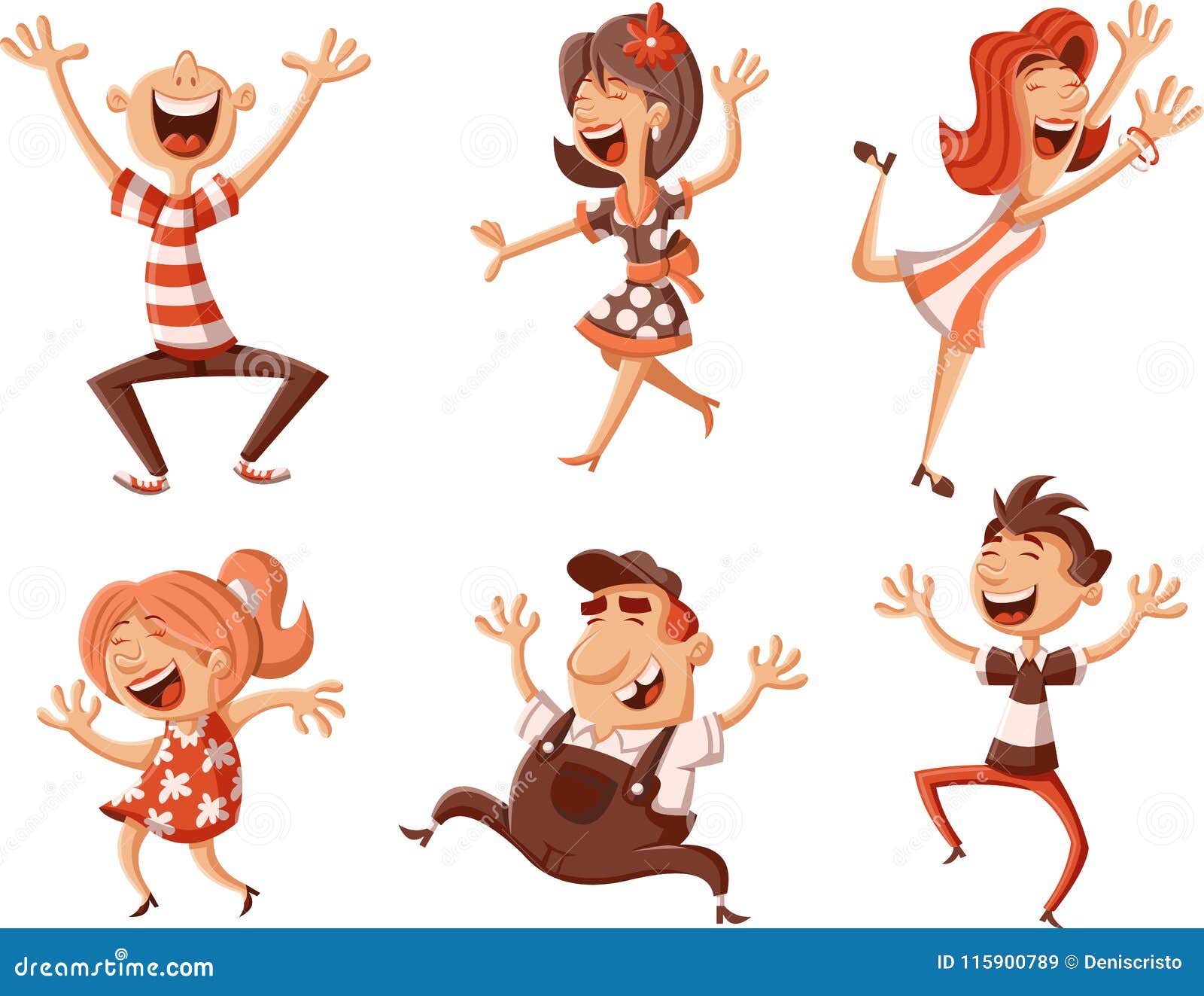 Cartoon people dancing. stock vector. Illustration of happy - 115900789