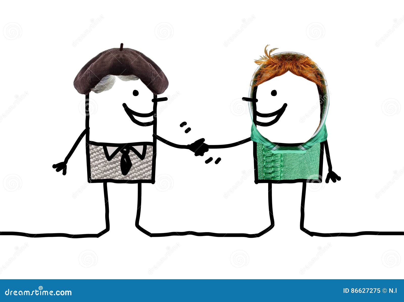 Cartoon People - Different Men Handshake Stock Illustration ...