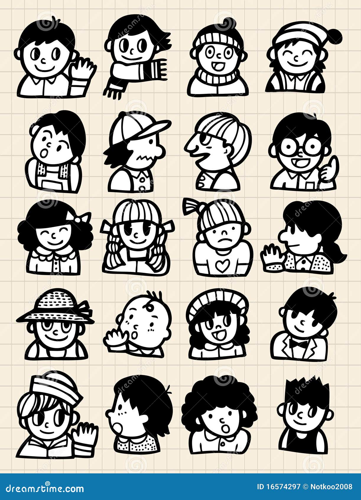 Cartoon people doodle stock vector. Illustration of cute - 16574297