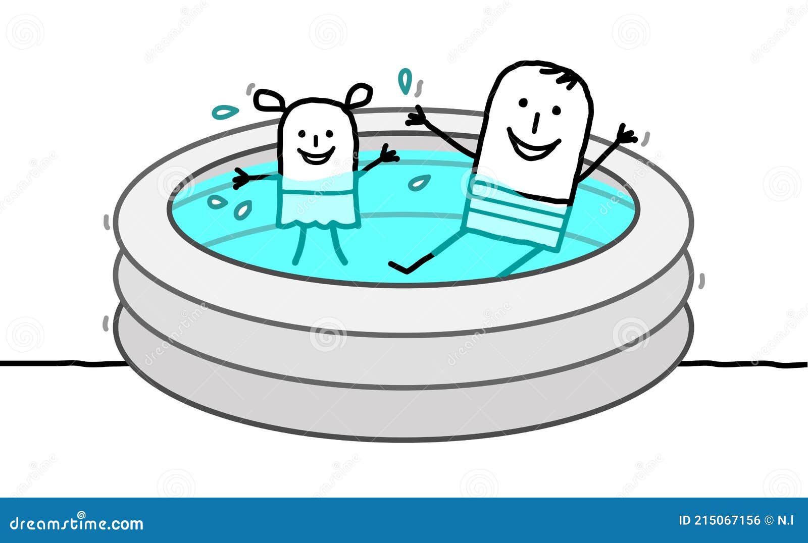 Cartoon People Having Fun in a Swimming-pool Stock Vector ...