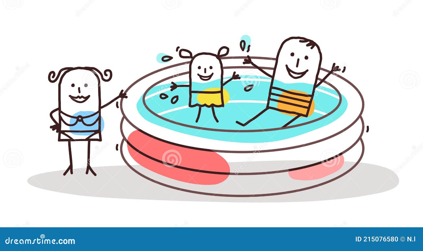 Cartoon People Having Fun in a Swimming-pool Stock Vector ...