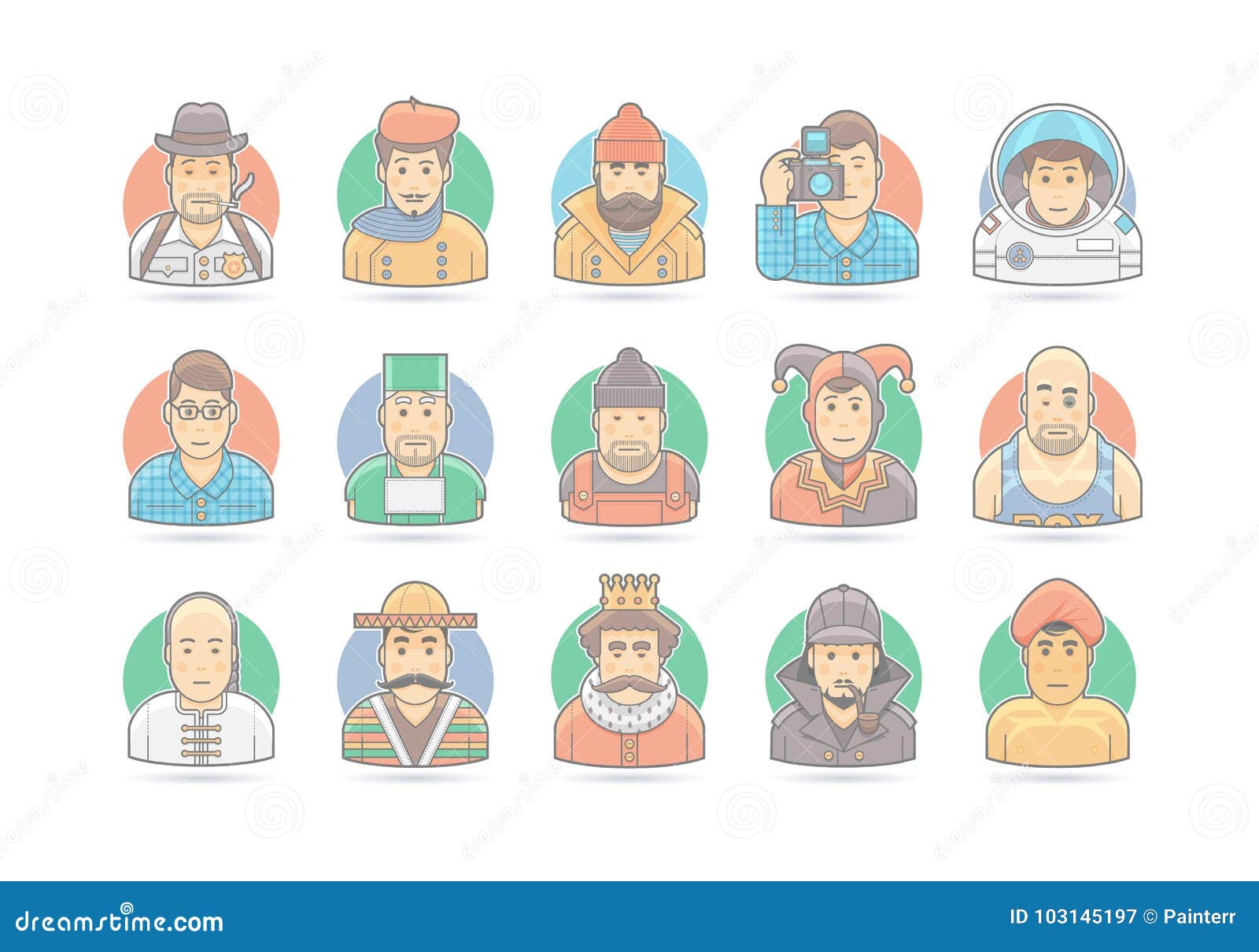 Cartoon People Icon Set. Vector Character Illustration. Isolated on ...