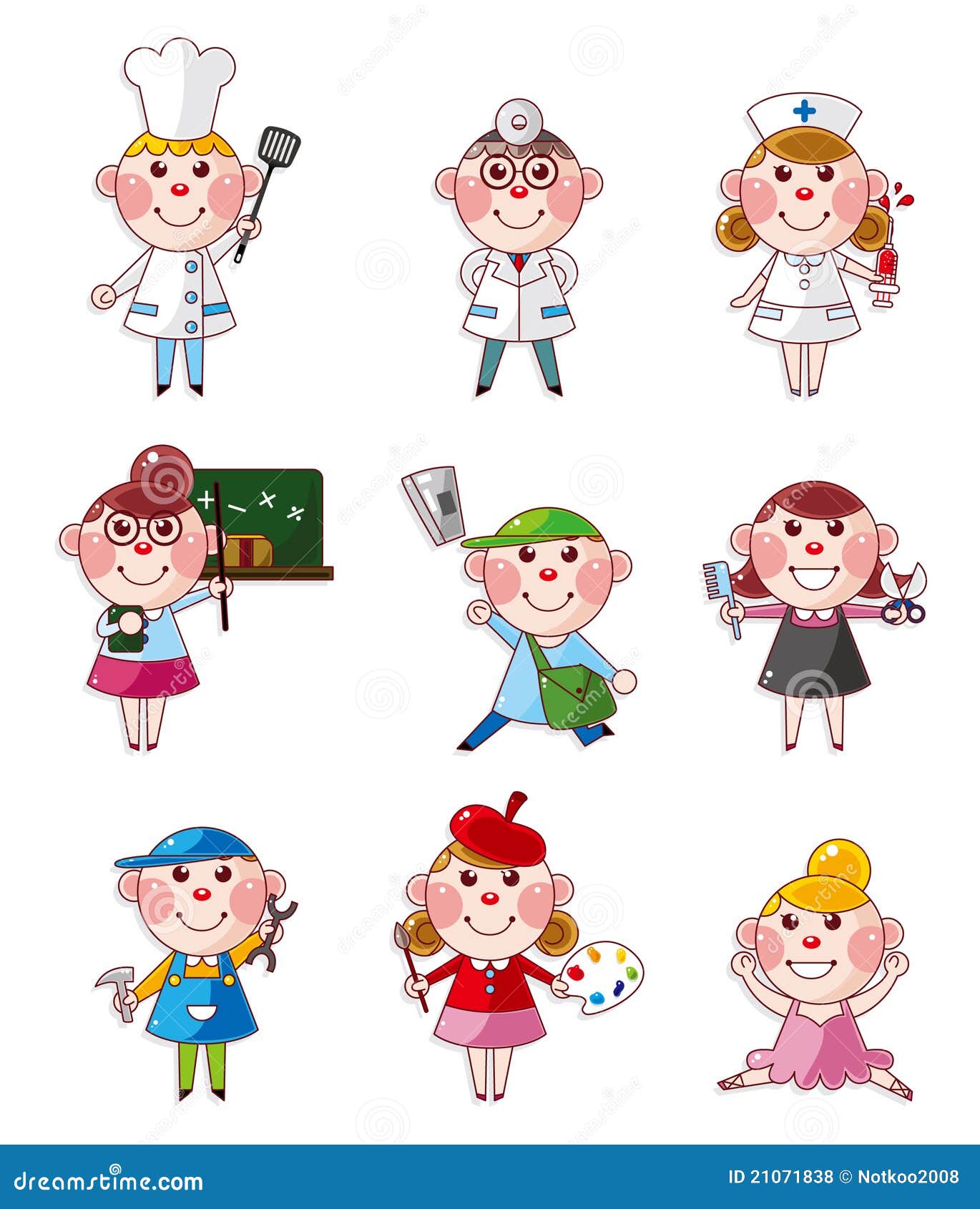 Cartoon people job icons stock vector. Illustration of child - 21071838