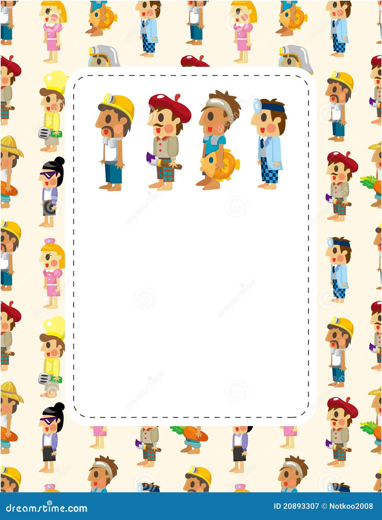 Cartoon People Job Seamless Pattern Stock Vector - Illustration of cute ...