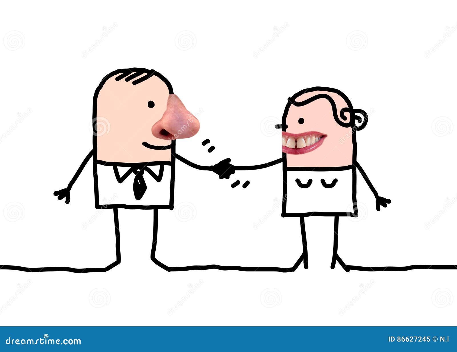 Cartoon People - Man and Woman Handshake Stock Illustration ...