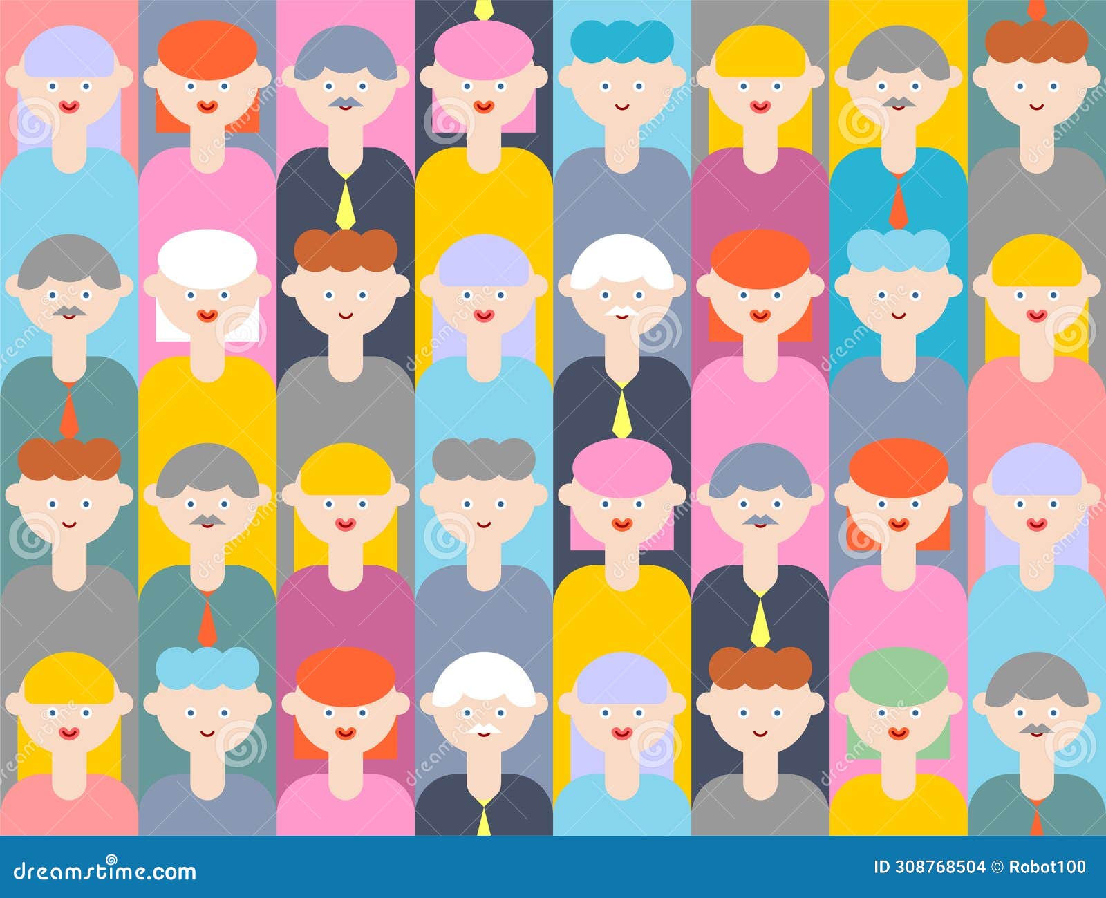 Cartoon People Pattern Seamless. Residents Background Stock Vector ...