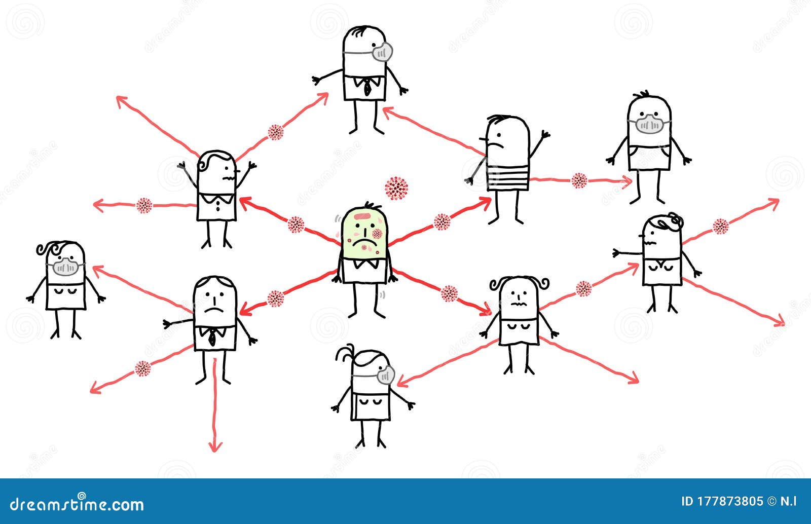 Cartoon People Quickly Infected with a Virus Stock Vector ...