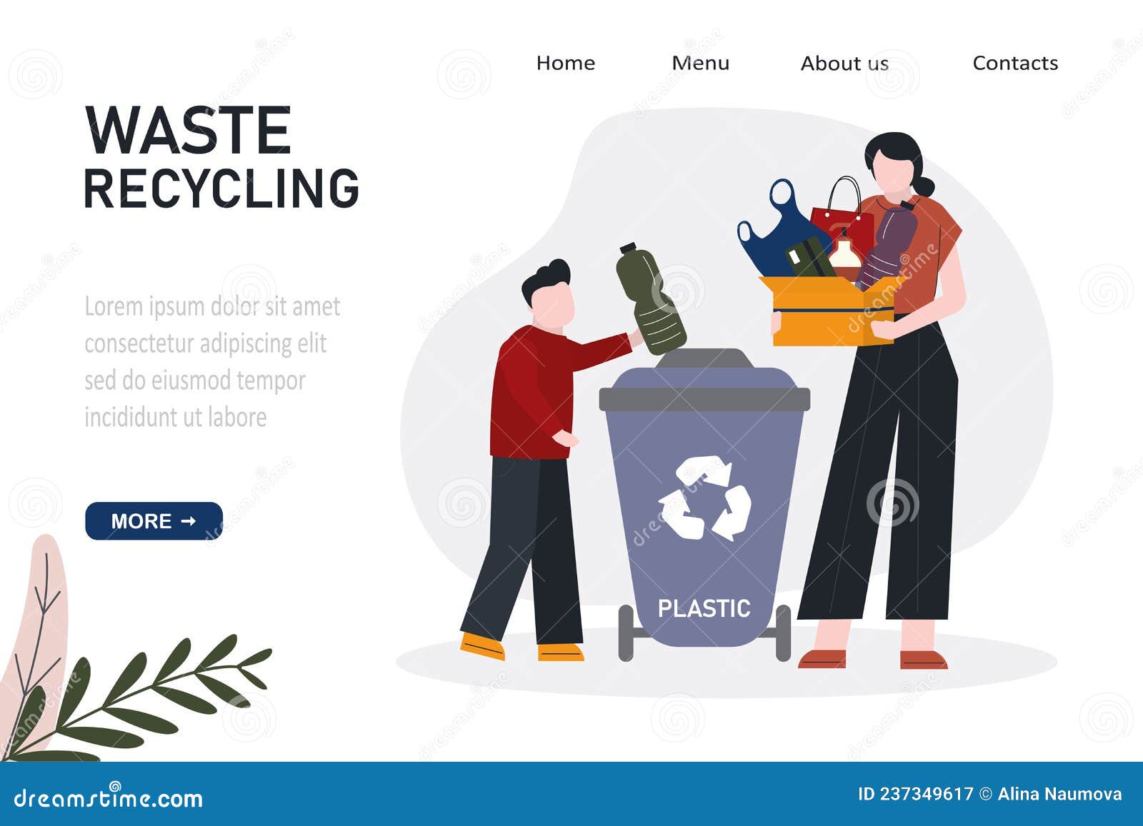 Cartoon People Sorting and Throwing Garbage in Can. Recycling and Sort ...