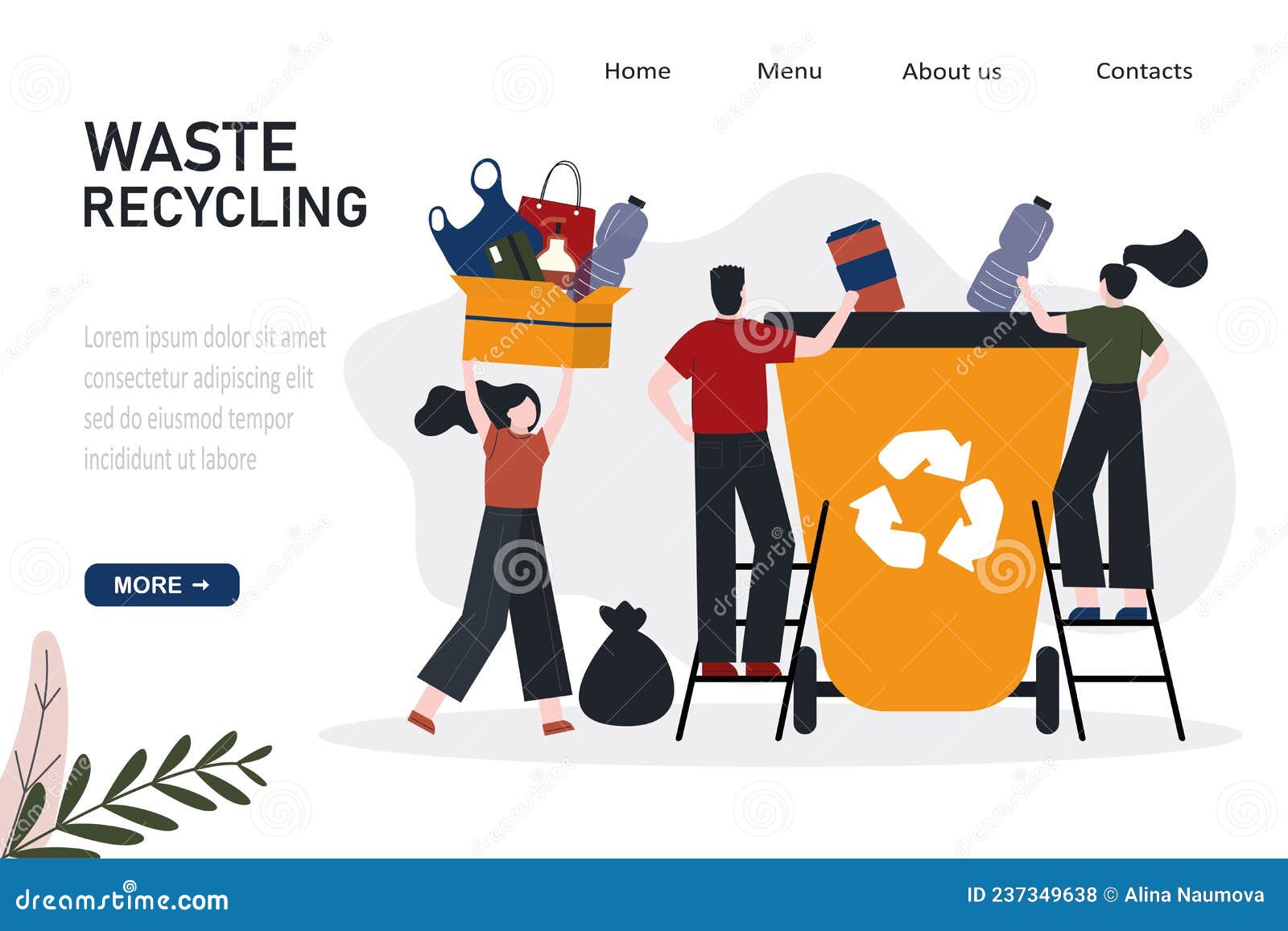 Cartoon People Sorting and Throwing Garbage in Can. Recycling and Sort ...