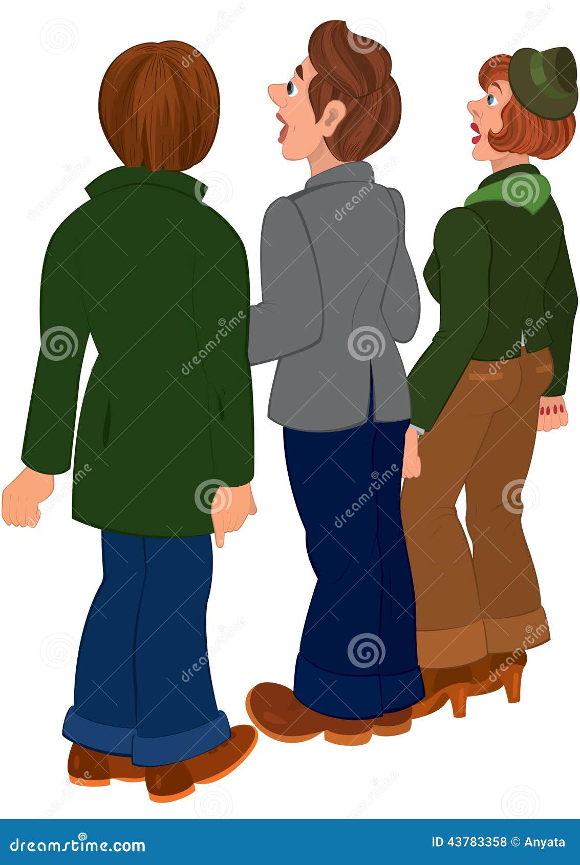 Cartoon People Standing and Looking on Something Stock Vector ...
