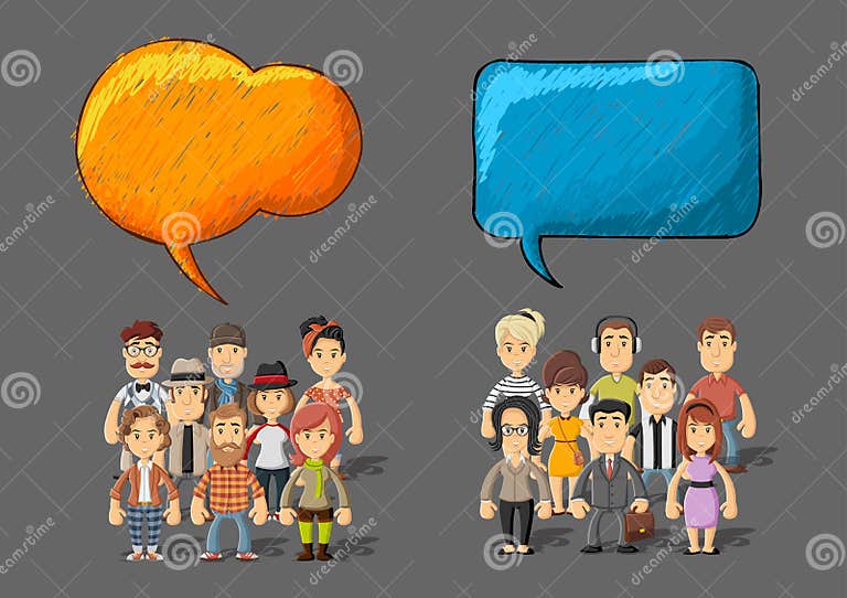 Cartoon People Talking by Speech Bubbles Stock Vector - Illustration of ...