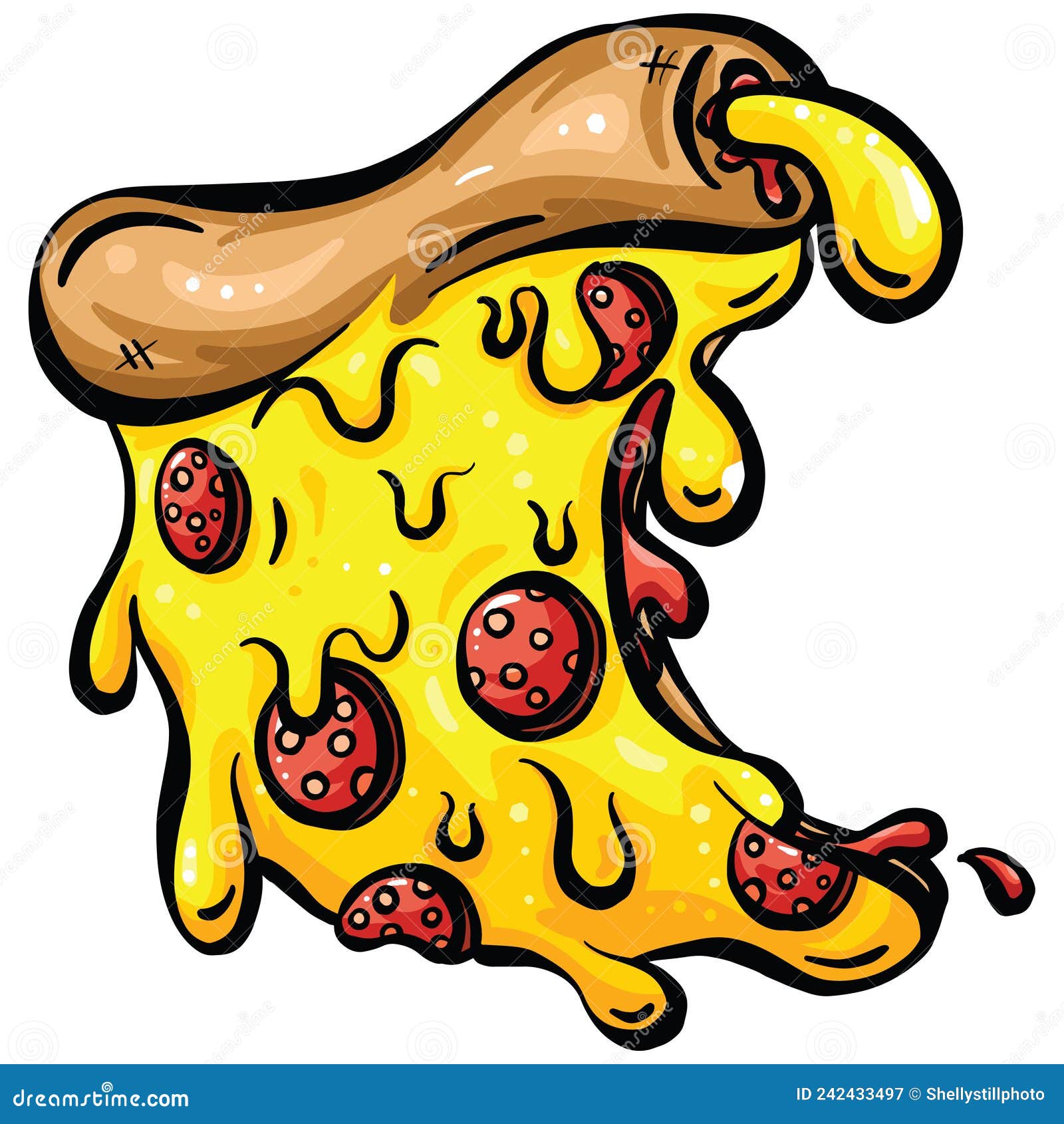 Cartoon Pepperoni Pizza Slice Illustration Stock Vector - Illustration ...