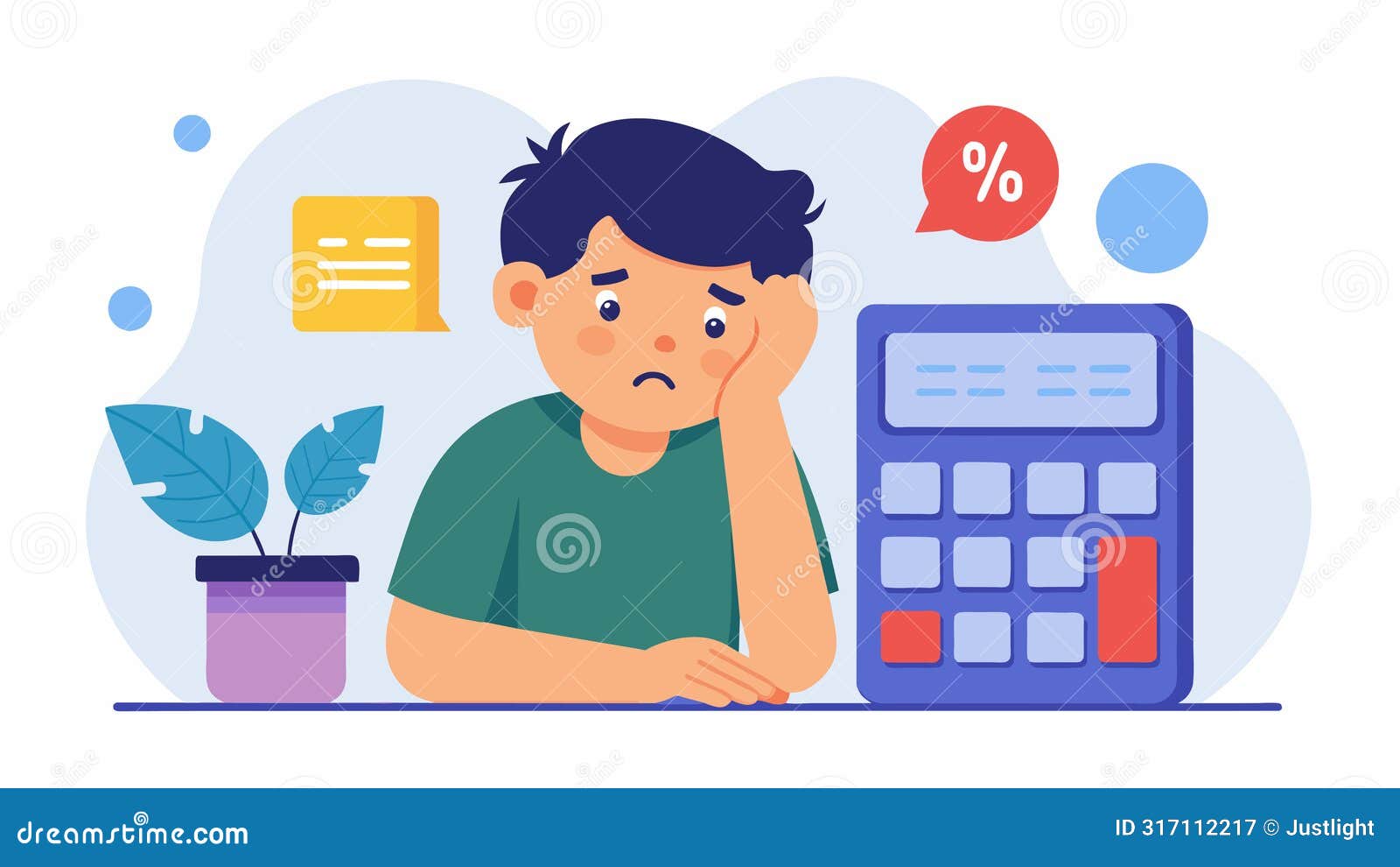 A Cartoon of a Person Using a Calculator To Solve a Math Problem with ...