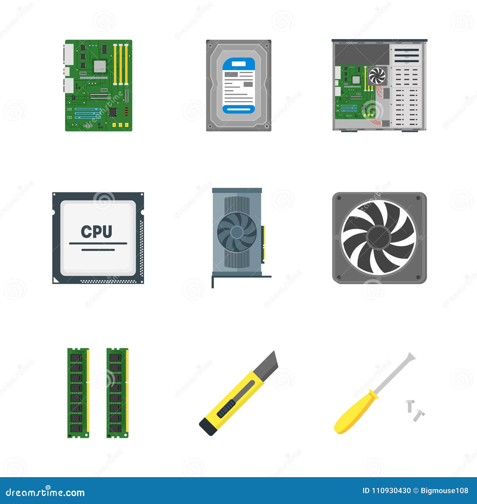 Cartoon PC Components Seamless Pattern Background. Vector ...