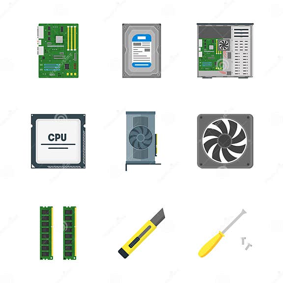 Cartoon Personal Computer Components. Vector Stock Vector ...