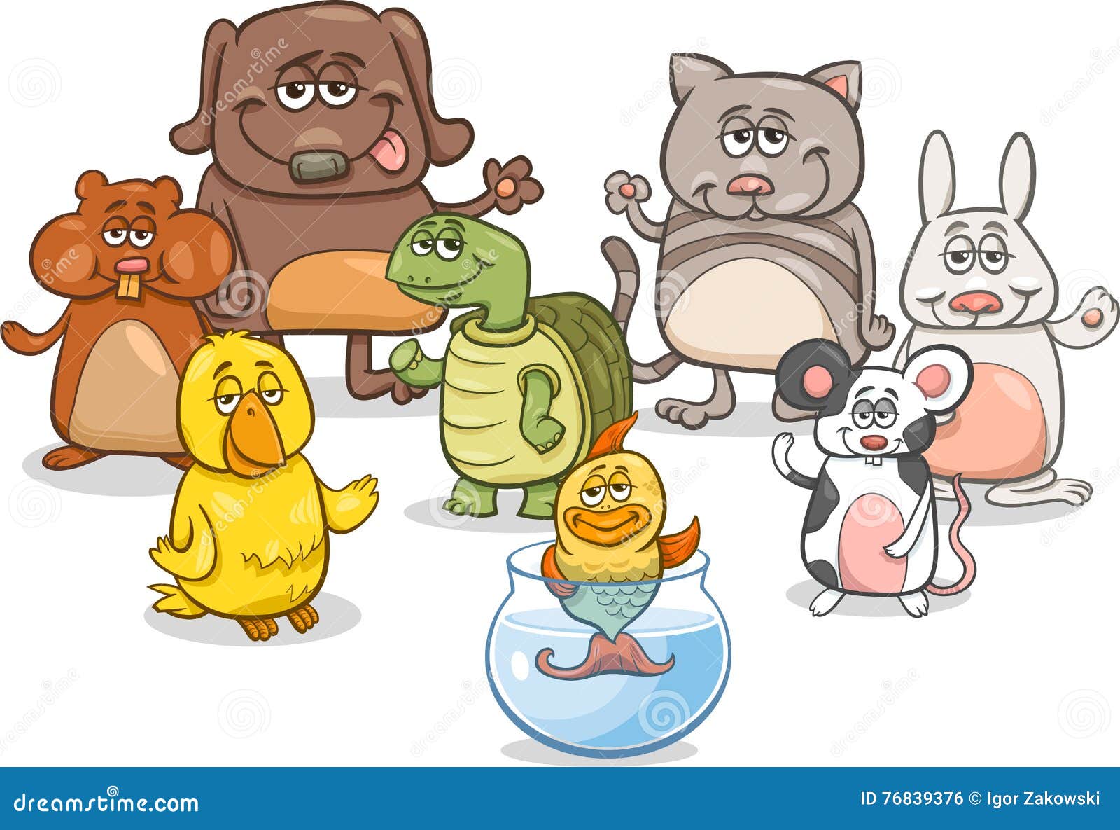 Cartoon Pet Characters Group Stock Vector - Illustration of fish ...