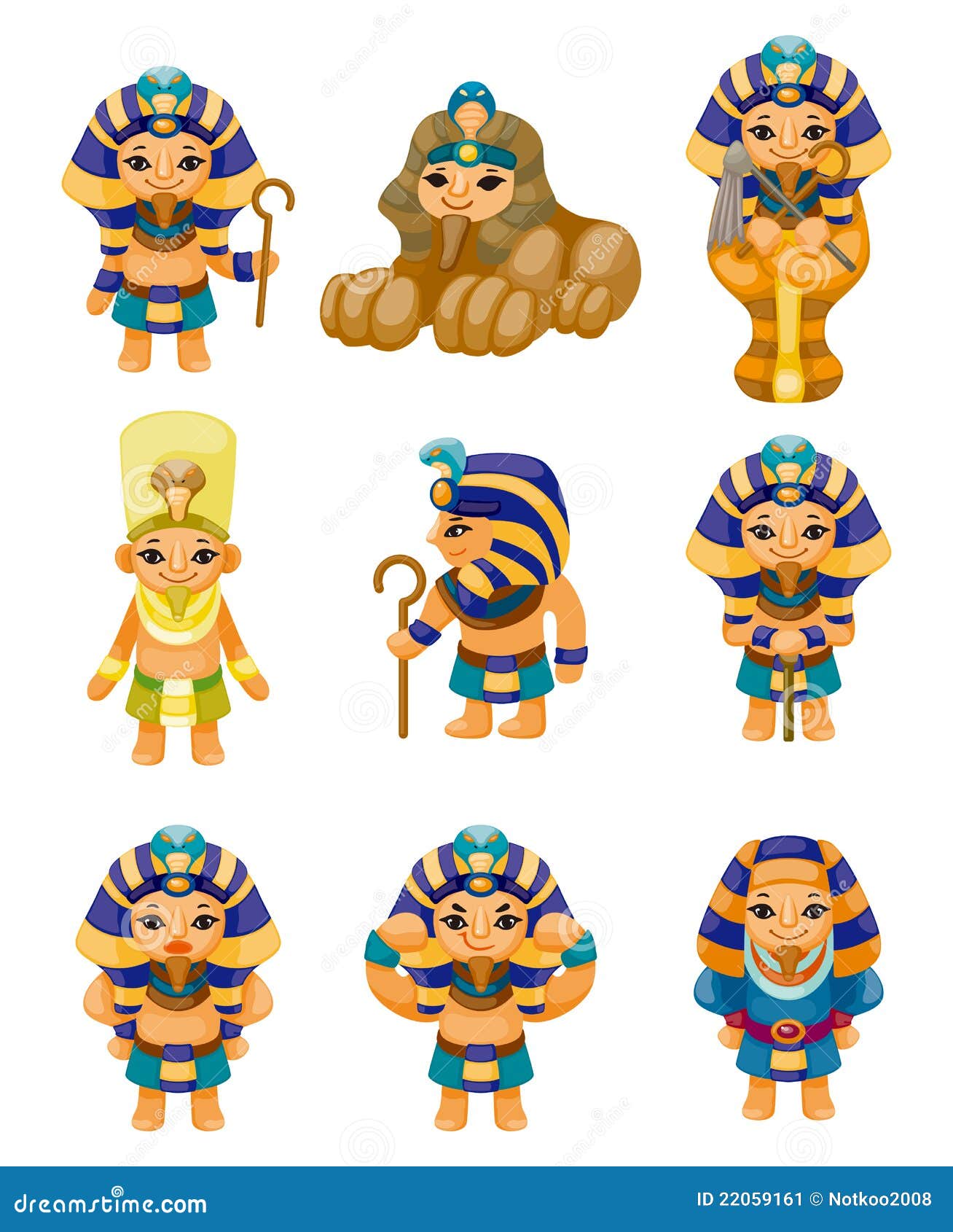 Cartoon Pharaoh In Military Crown With Thinking Bubble Vector ...