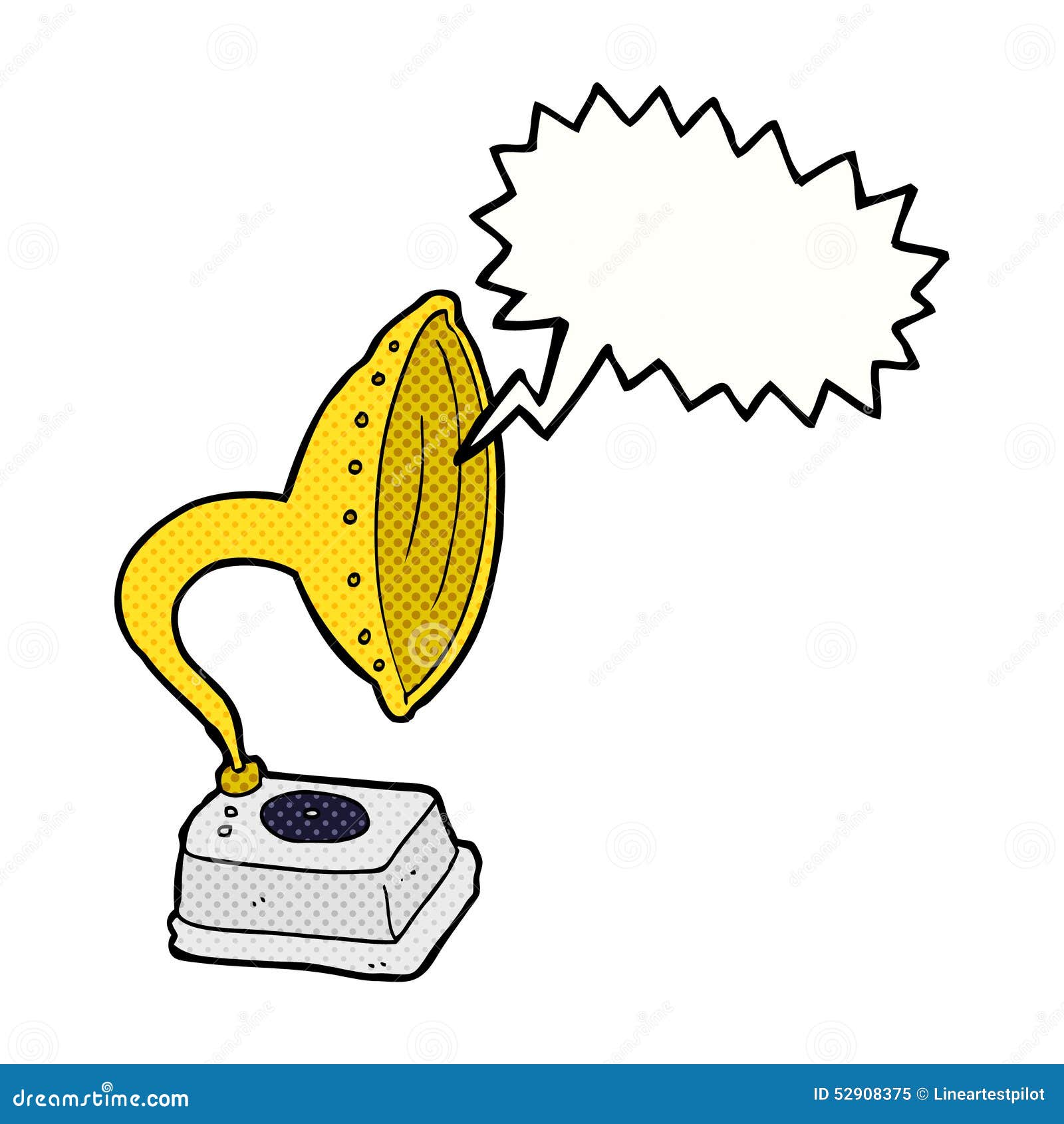 Cartoon Phonograph with Speech Bubble Stock Illustration - Illustration ...