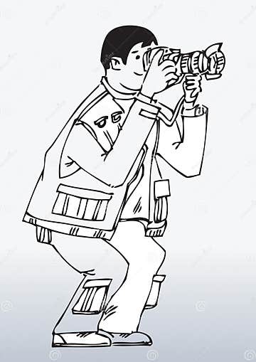 Cartoon Photographer Working Stock Vector - Illustration of line ...