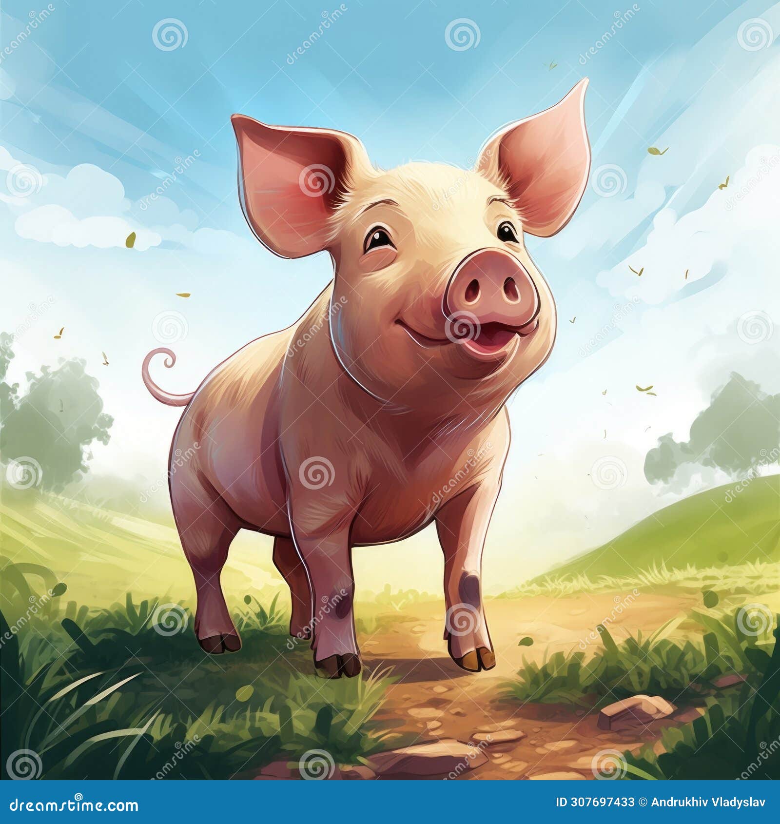 A cartoon of a pig. stock illustration. Illustration of isolated ...