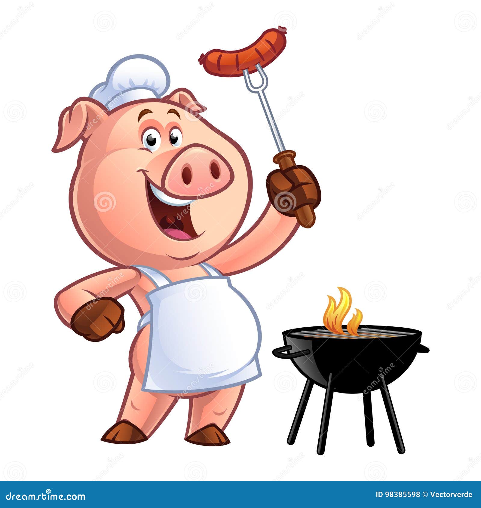 Cartoon pig chef stock vector. Illustration of white - 98385598
